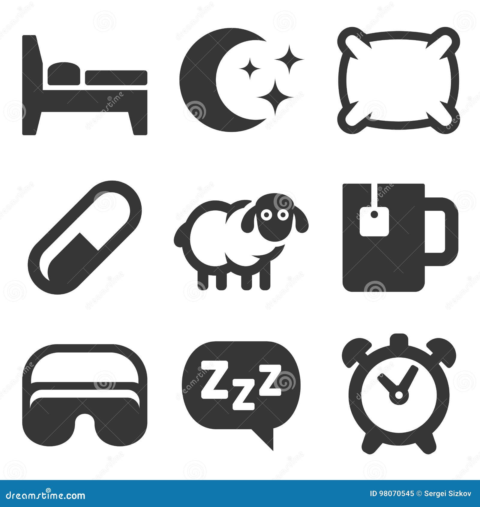 Sleeping Icons Set on White Background. Vector Stock Vector ...