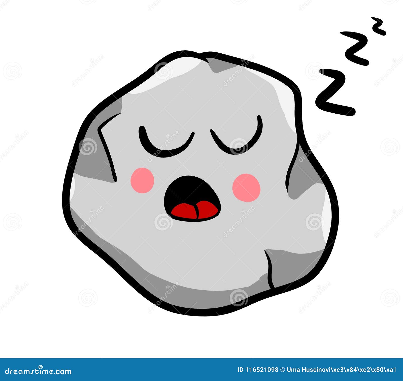 Sleeping Japanese Cartoon Rock Stock Illustration - Illustration of ...