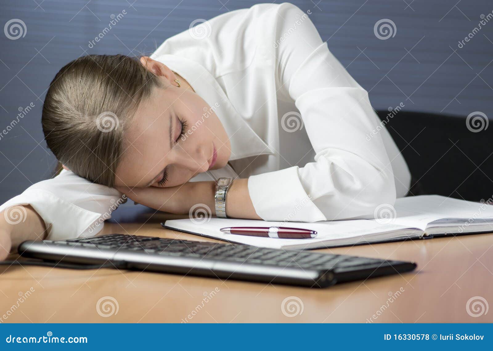Sleeping on the Job stock photo. Image of secretary, depression - 16330578