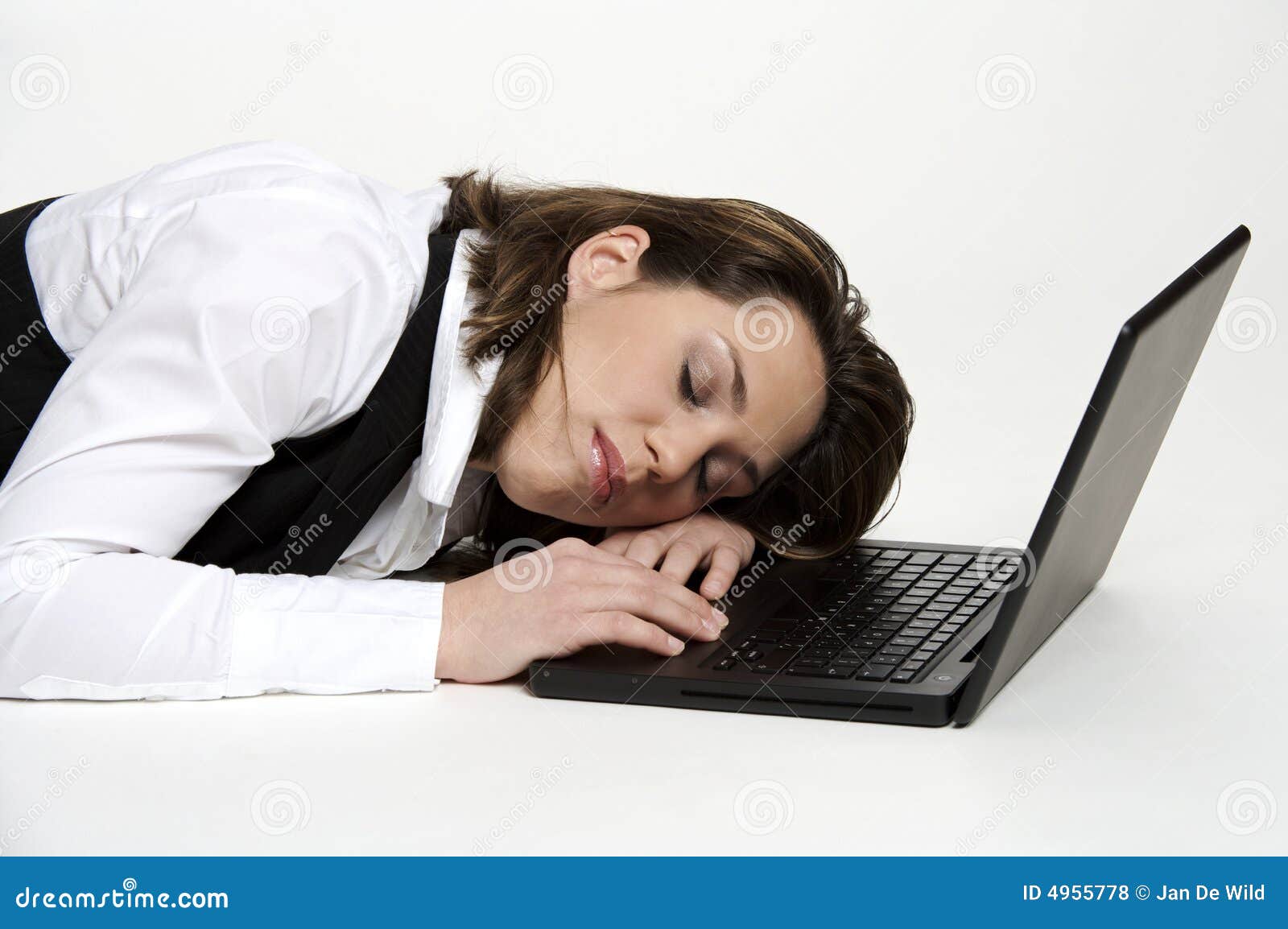 Sleeping on a laptop stock photo. Image of business, blonde - 4955778
