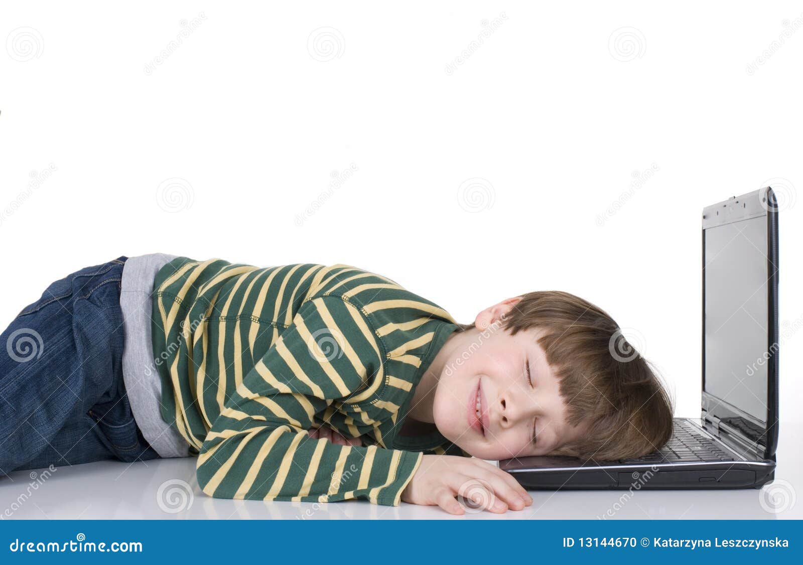 Sleeping Laptop Boy stock photo. Image of people, room - 13144670
