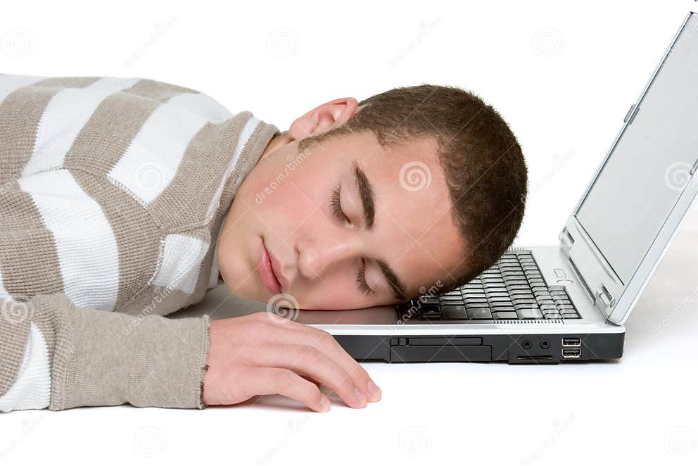 Sleeping Laptop Boy stock image. Image of teenager, teen - 5210987