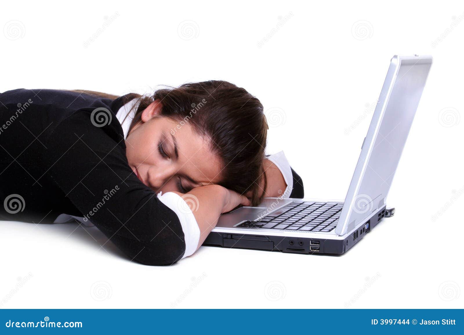 Sleeping Laptop Girl stock photo. Image of sleep, laptop - 3997444