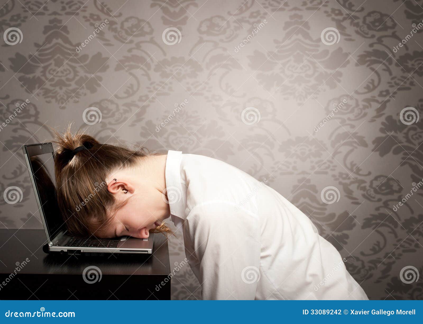 Sleeping on laptop stock photo. Image of tired, businesswoman - 33089242