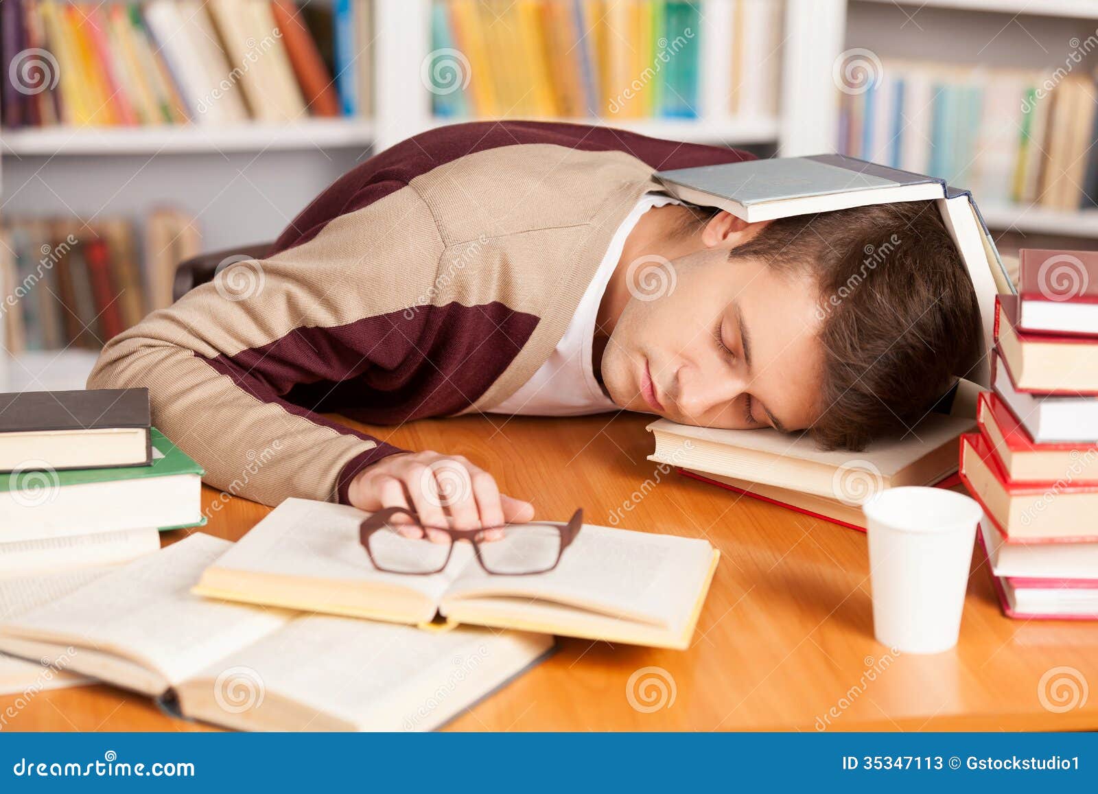 Sleeping at the library. stock image. Image of high, horizontal - 35347113