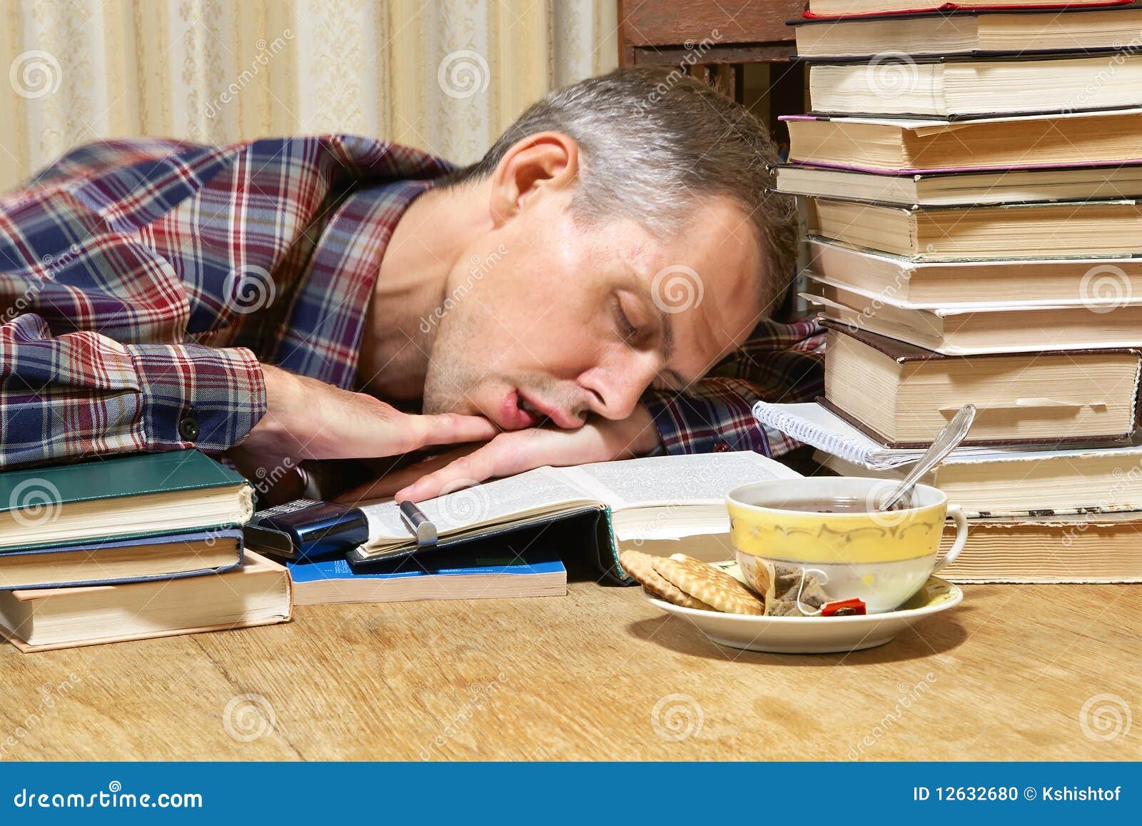 Sleeping man stock photo. Image of reading, education - 12632680