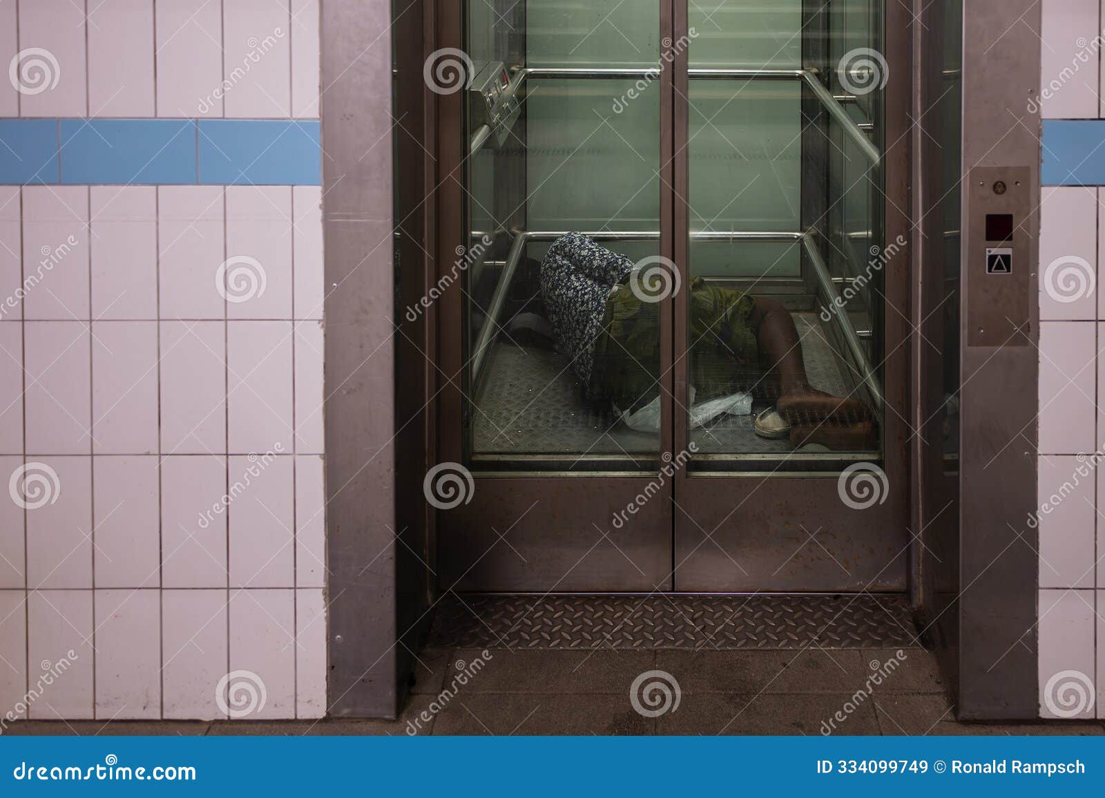 Sleeping Man in the Elevator Stock Image - Image of failed, miserable ...