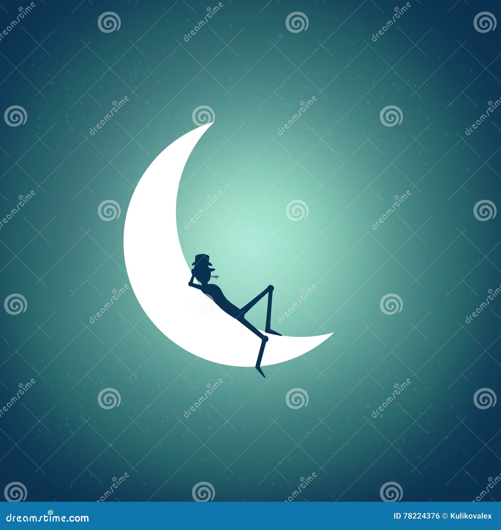 Sleeping man on the moon stock vector. Illustration of moon - 78224376