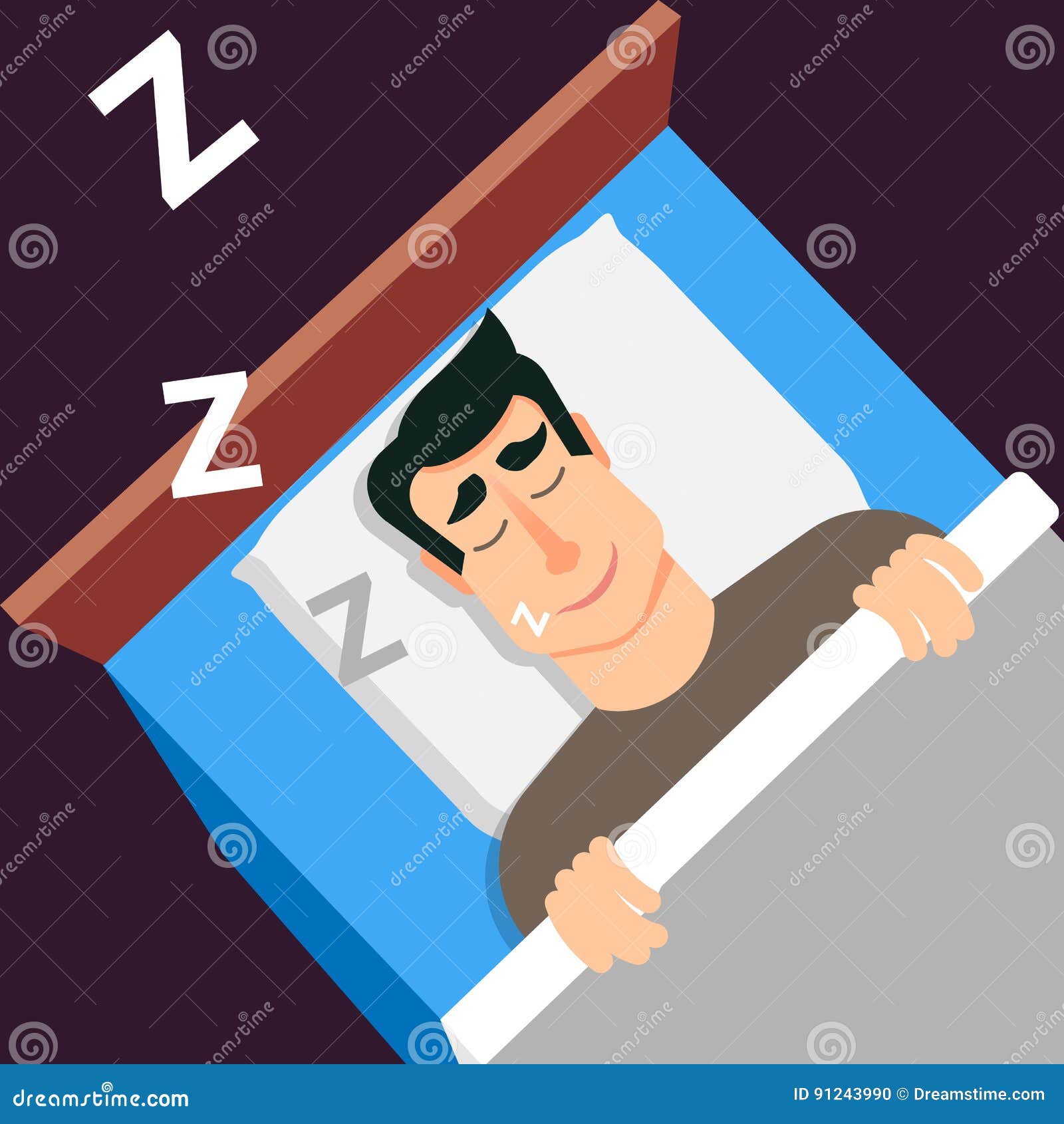 Sleeping Man. Snoring Man in Modern Flat Style for Web Banners a Stock ...
