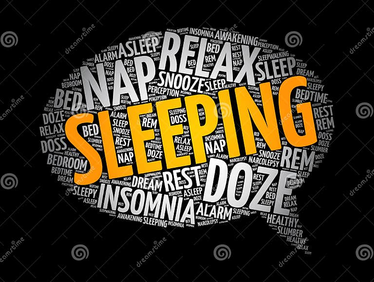 Sleeping Message Bubble Word Cloud Collage, Concept Background Stock ...