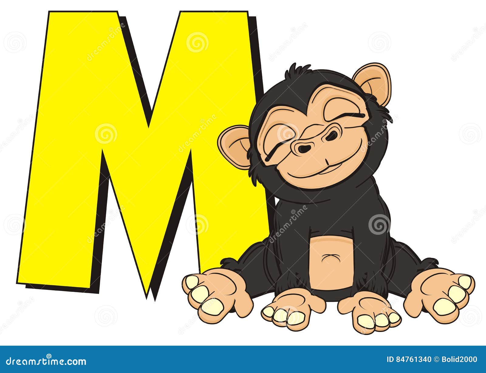 M Is For Monkey. Letter M. Monkey, Cute Illustration. Animal Alphabet ...