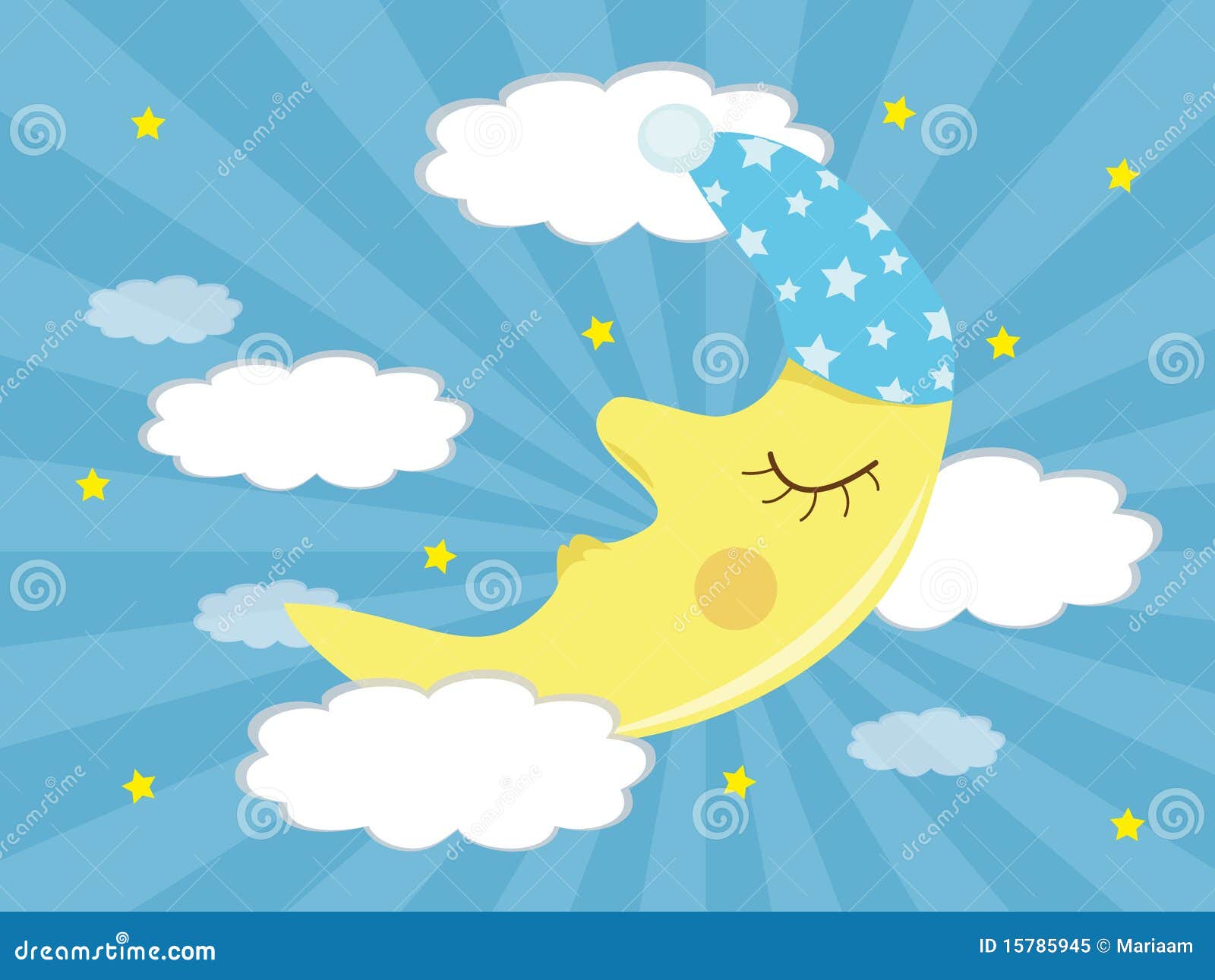 Sleeping moon stock illustration. Illustration of stars - 15785945