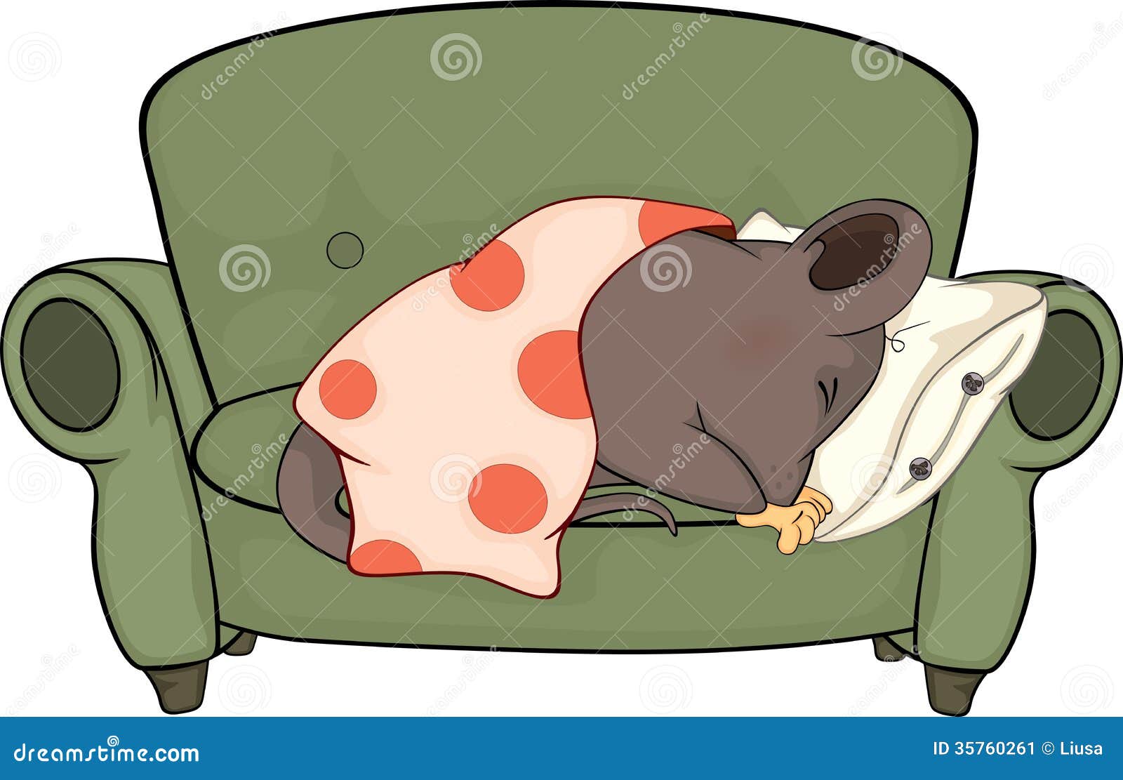Sleeping mouse cartoon stock vector. Illustration of illness - 35760261