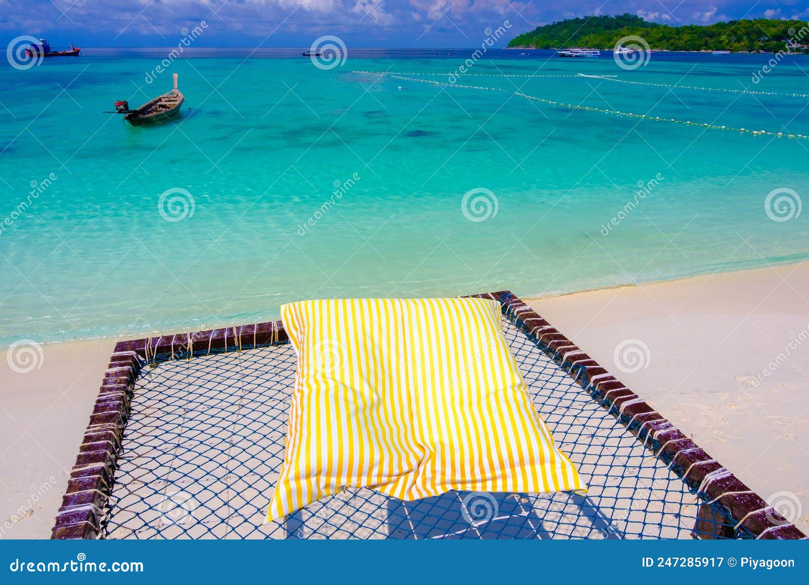 Sleeping net on the beach stock image. Image of beach - 247285917