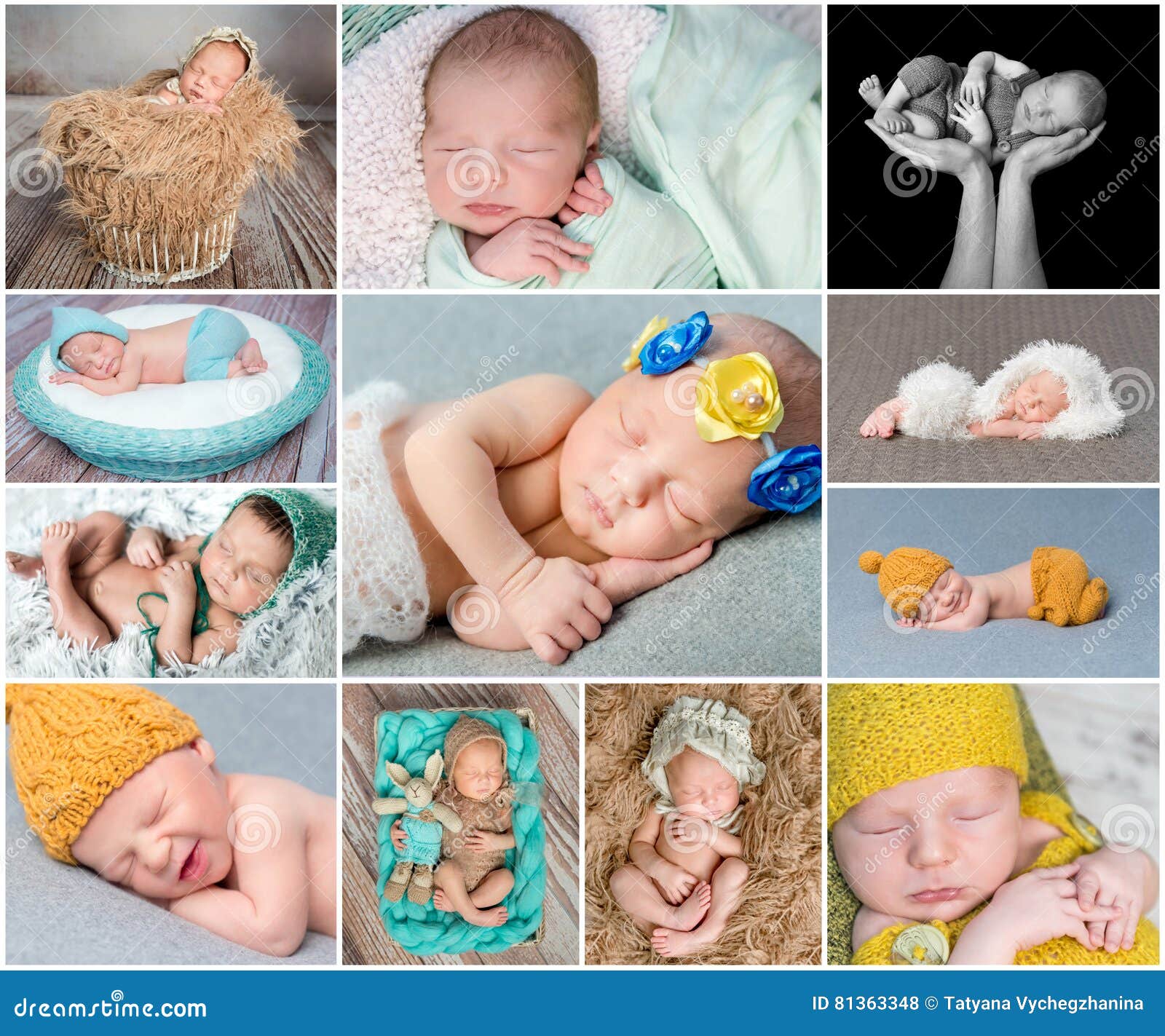 Sleeping Newborn Babies Collage Stock Photo - Image of newborn, lovely ...