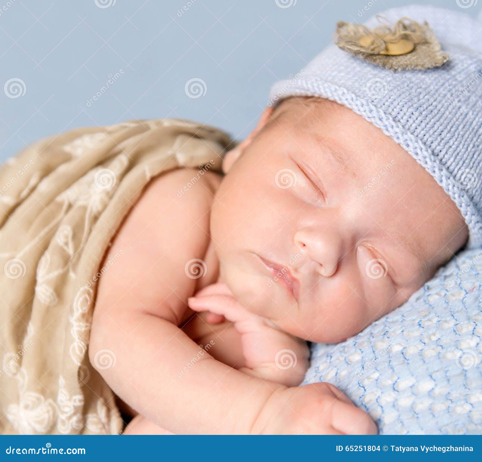 Sleeping Newborn Baby with Lovely Cheeks Stock Photo - Image of covered ...