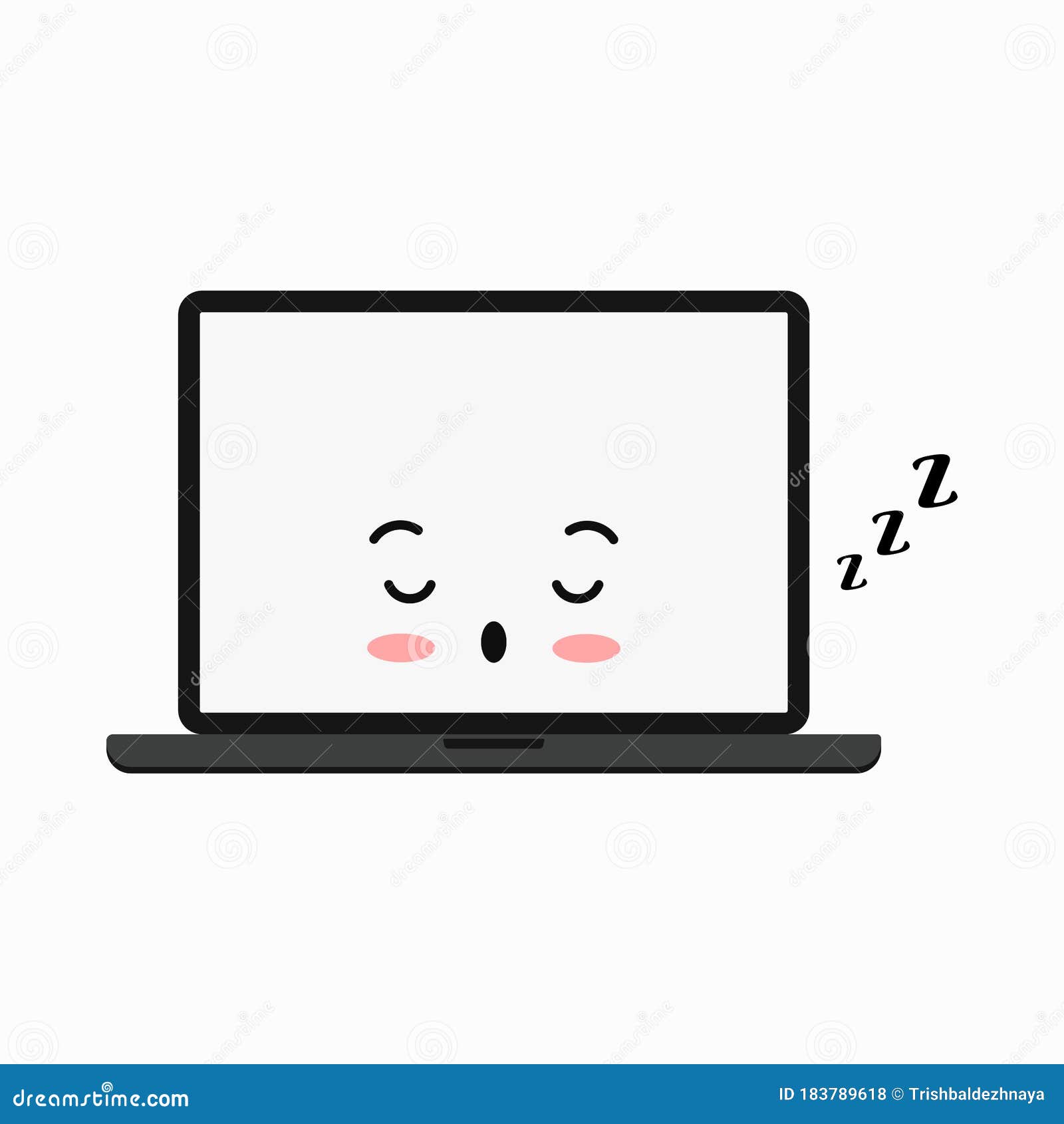 Sleeping Off Laptop Cute Emoji Vector Icon Isolated On White Background