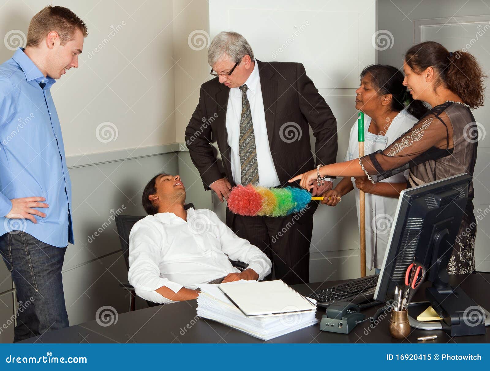 Sleeping at the office stock image. Image of overworked - 16920415
