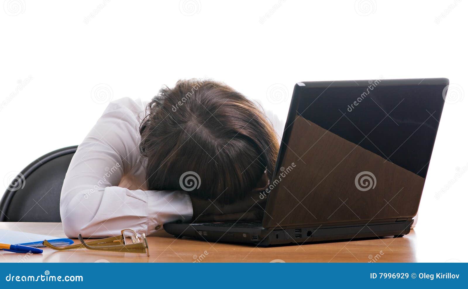 Sleeping office manager stock image. Image of girl, laptop - 7996929