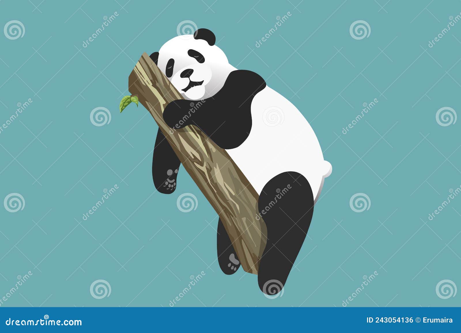Sleeping panda hugs a tree stock vector. Illustration of bear - 243054136
