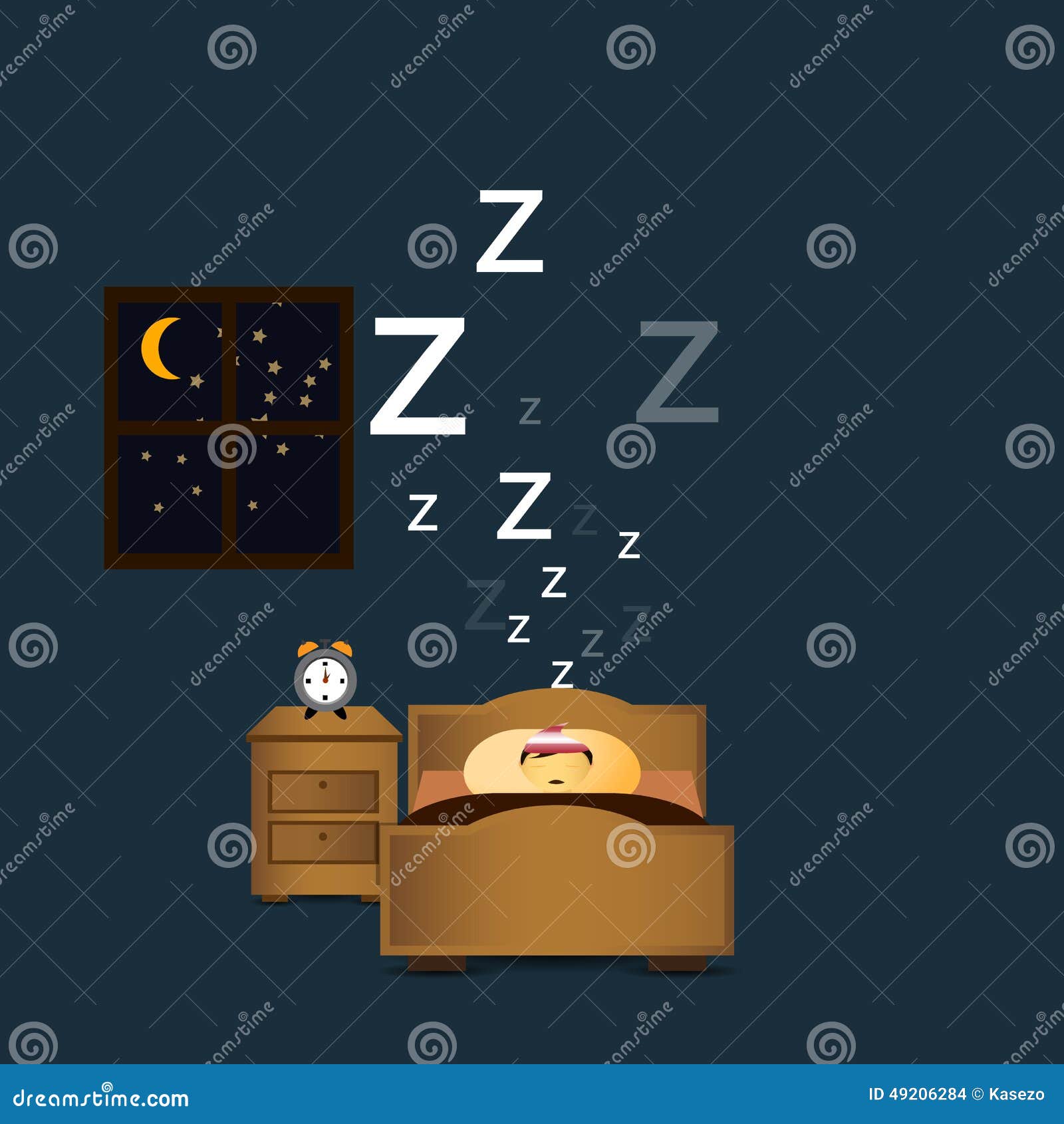 Sleeping person. stock vector. Illustration of flat, card - 49206284