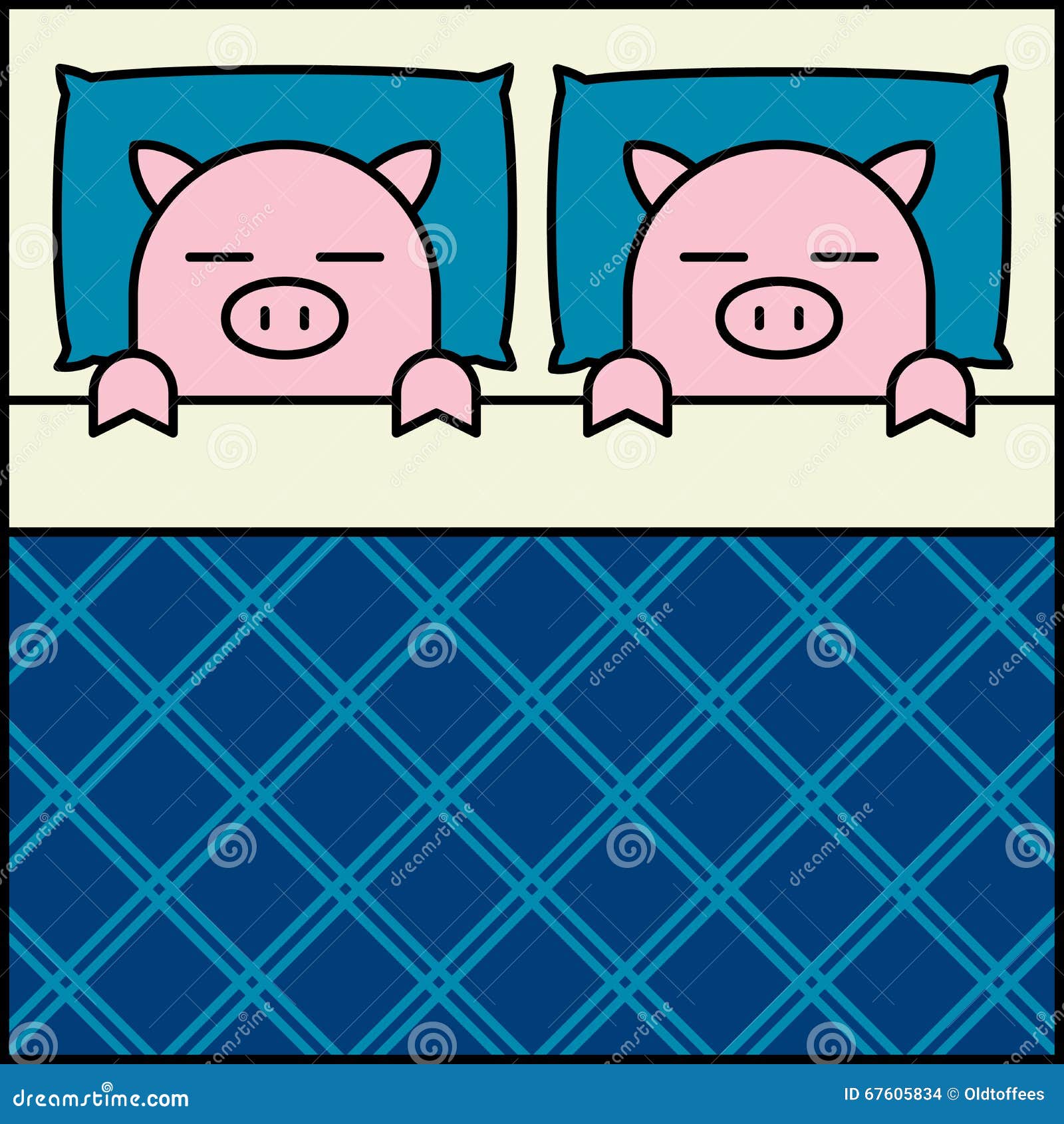 Sleeping Pig Couple stock vector. Illustration of style - 67605834