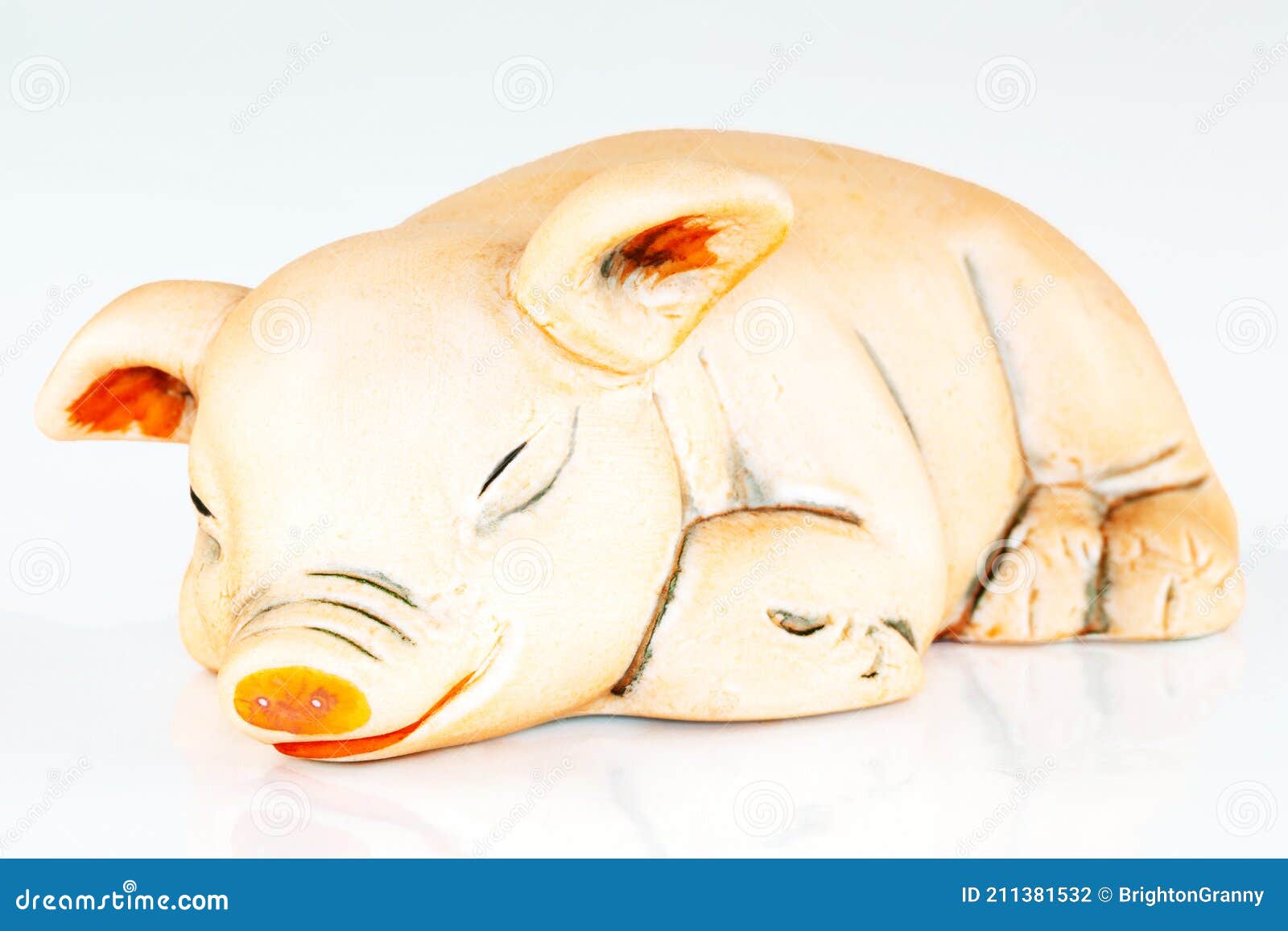 Plaster pig stock photo. Image of paint, smile, carving - 211381532