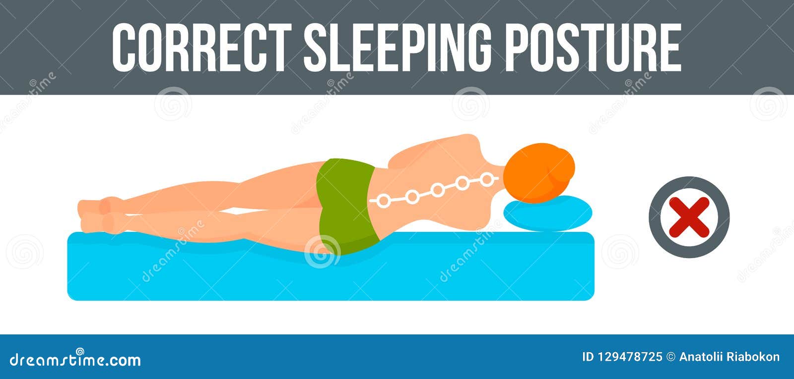 Sleeping Posture Banner Horizontal, Flat Style Stock Vector ...