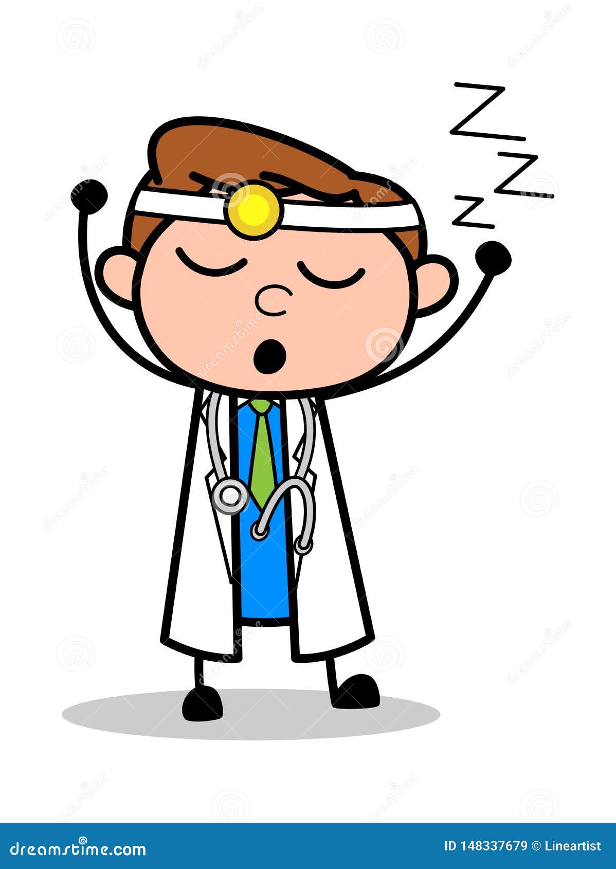 Sleeping - Professional Cartoon Doctor Vector Illustration Stock ...