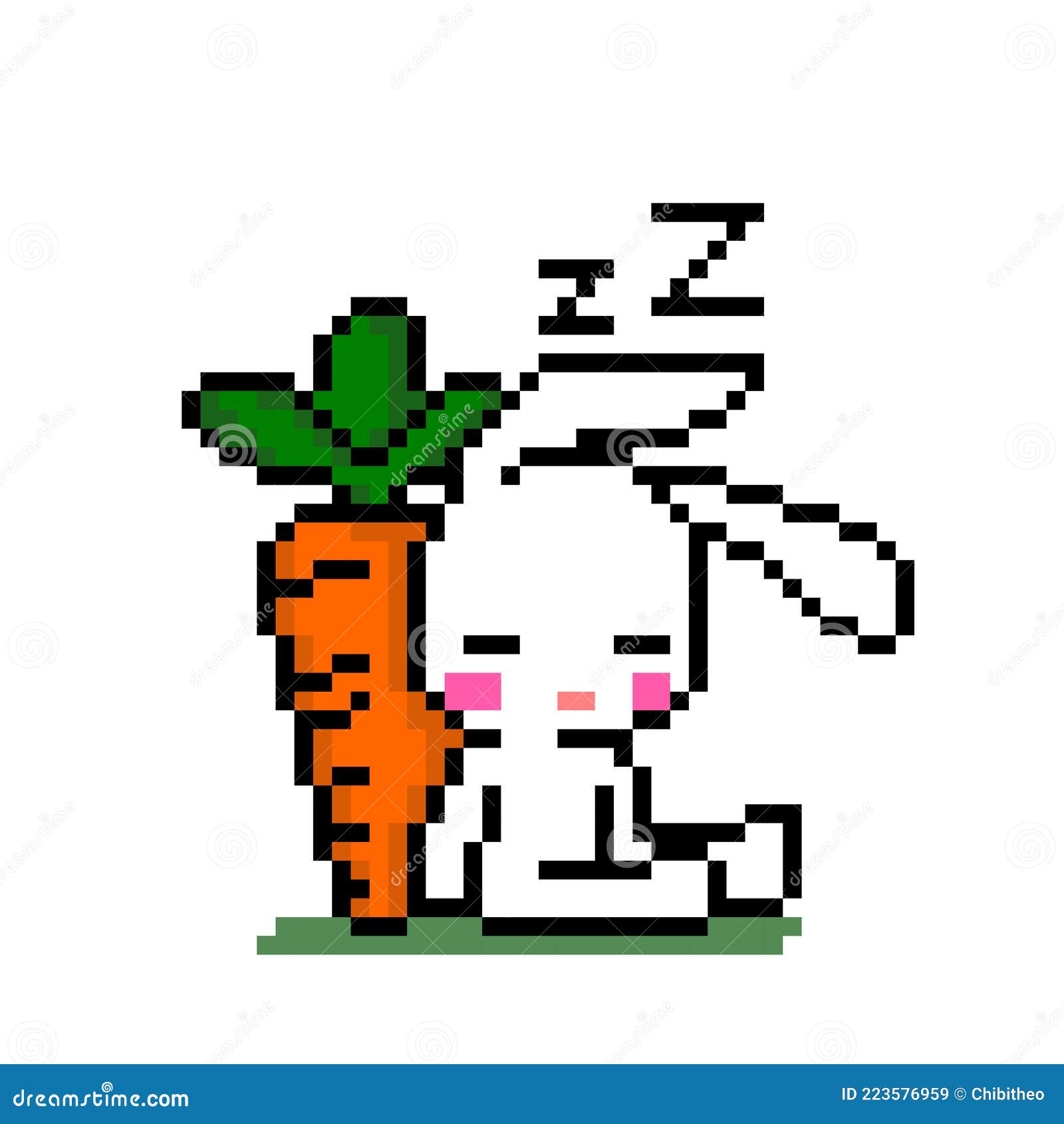 The Sleeping Rabbit S Pixel Leaned Against the Carrot Stock ...