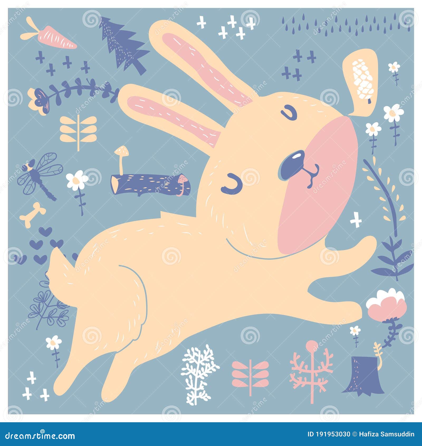 Sleeping Rabbit. Vector Illustration Decorative Design Stock Vector ...