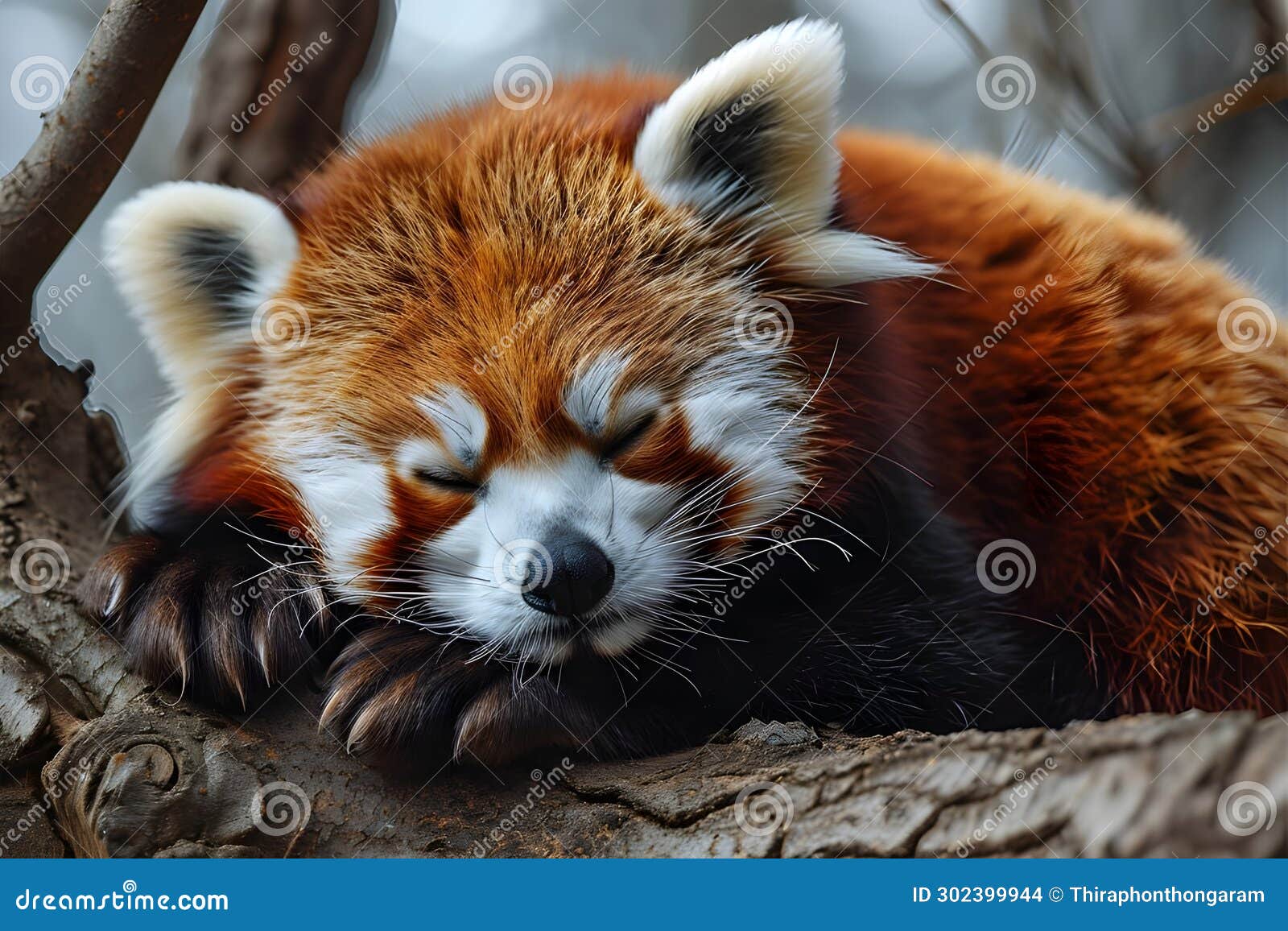 Sleeping Red Panda stock photo. Image of endangered - 302399944