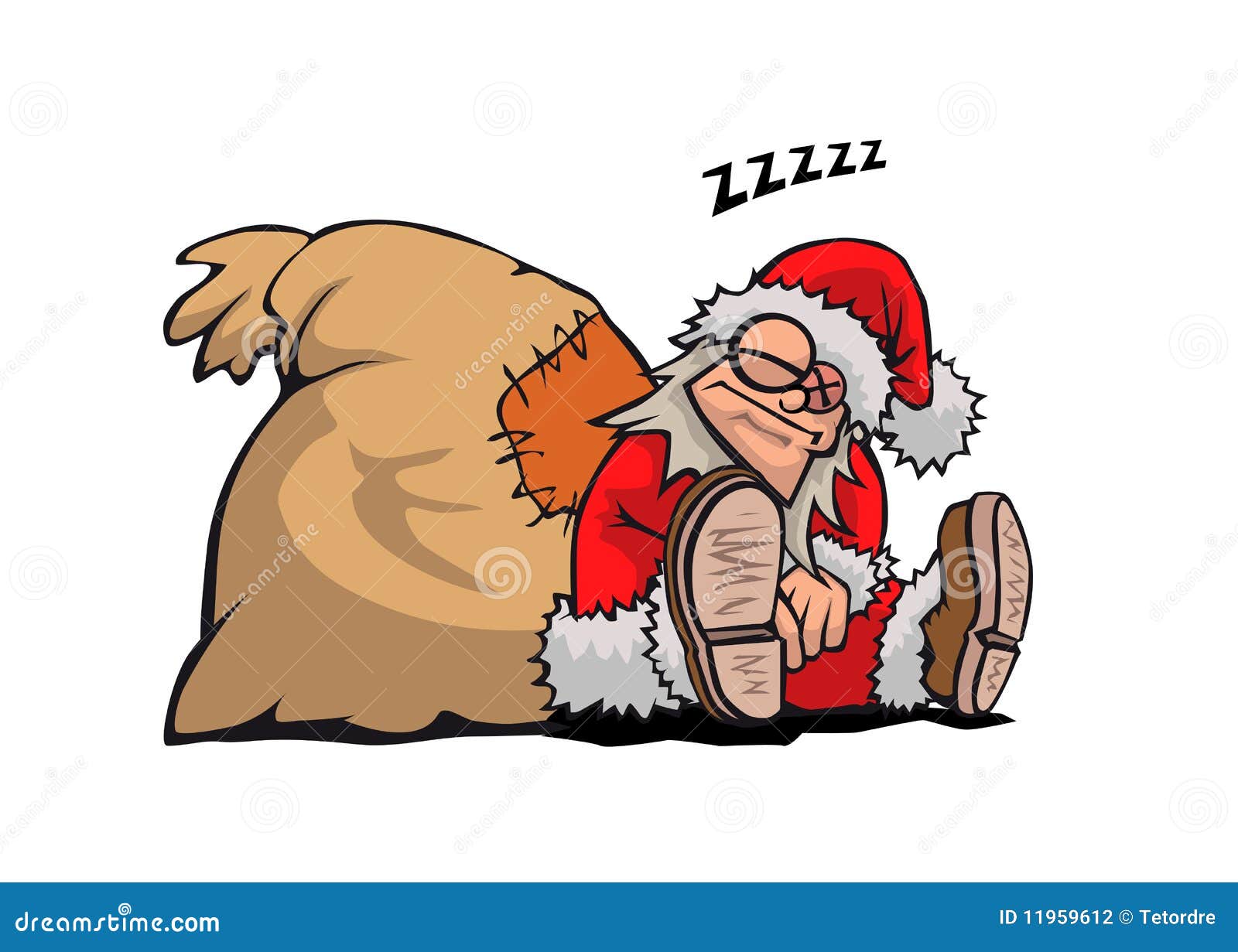 Sleeping Santa Claus stock illustration. Image of tired - 11959612