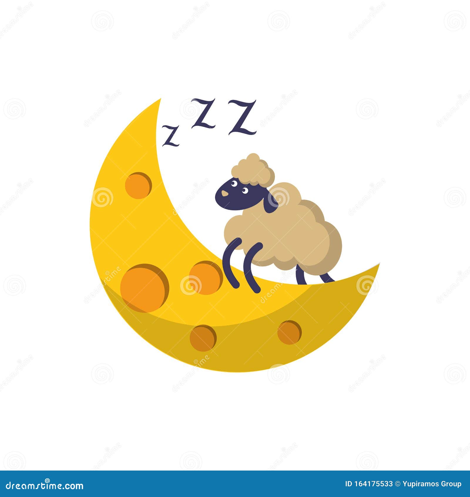 Sleeping Sheep Moon Flat Icon Image Stock Vector - Illustration of moon ...