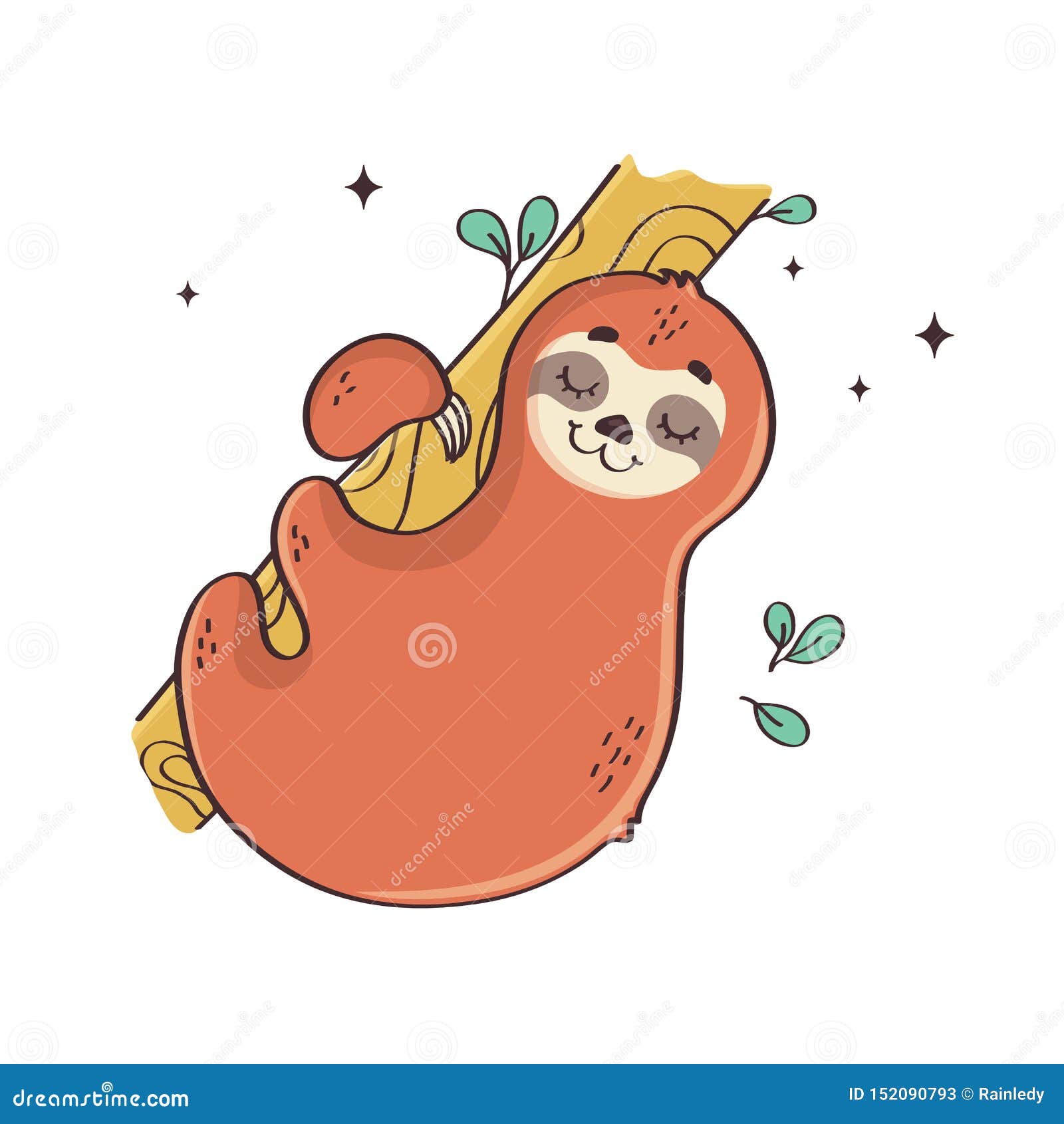 Sleeping Sloth. Vector Illustration Isolated On White Background ...