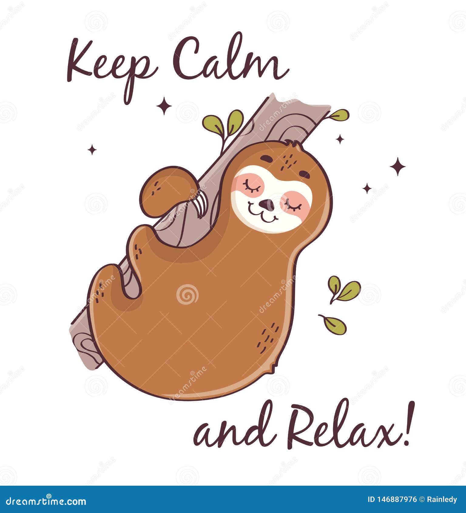 Sleeping Sloth. Vector Illustration Isolated On White Background ...