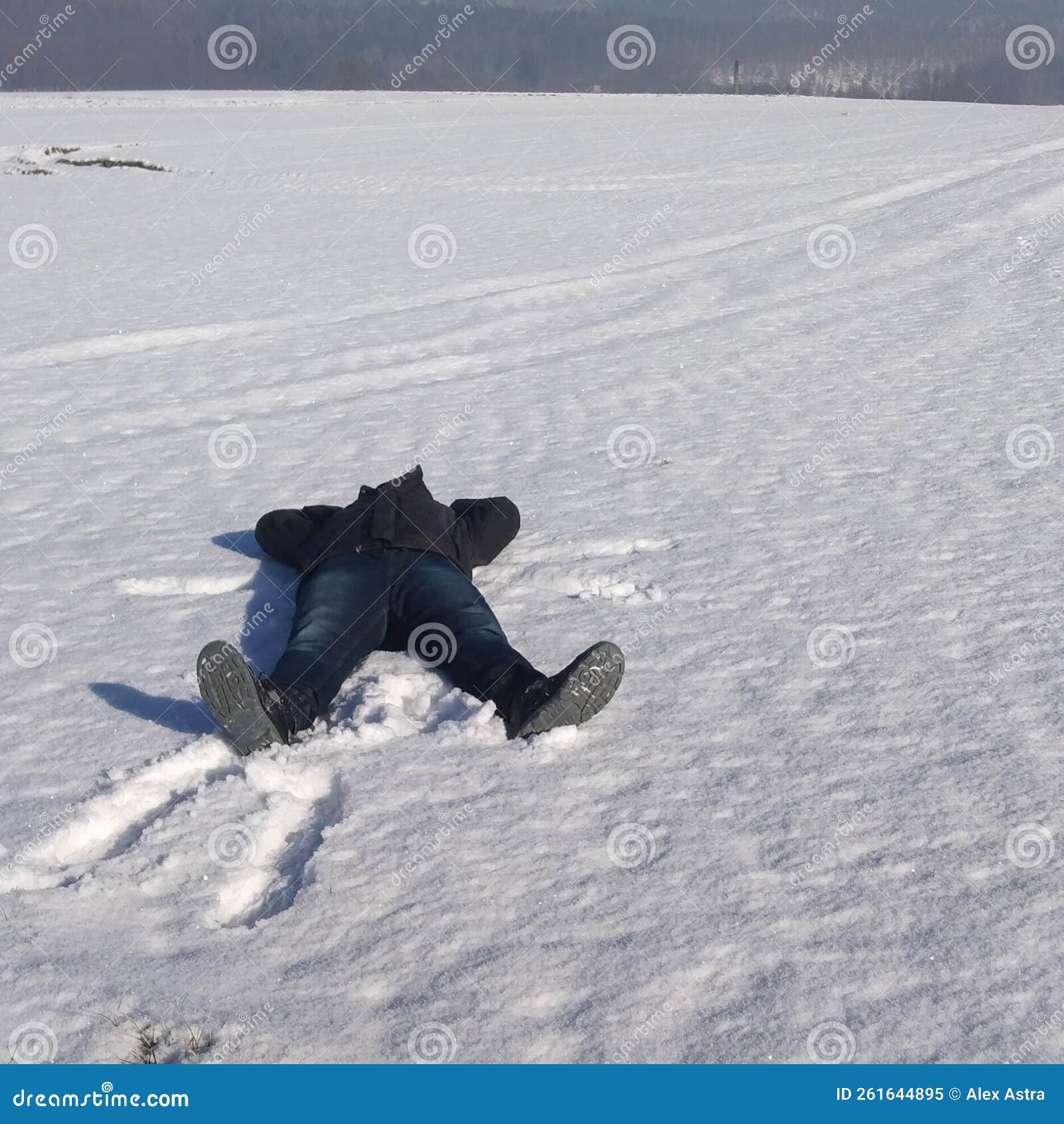 Sleeping on the snow stock image. Image of snow, piste - 261644895