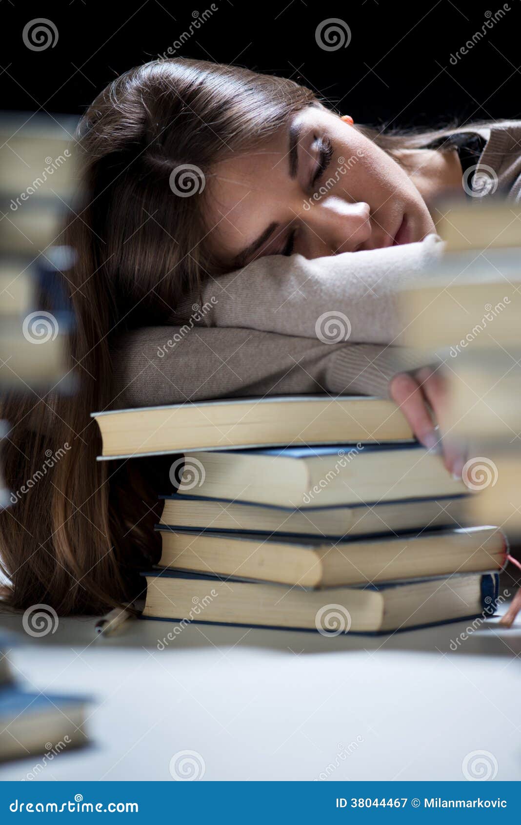 Sleeping student stock image. Image of studying, home - 38044467