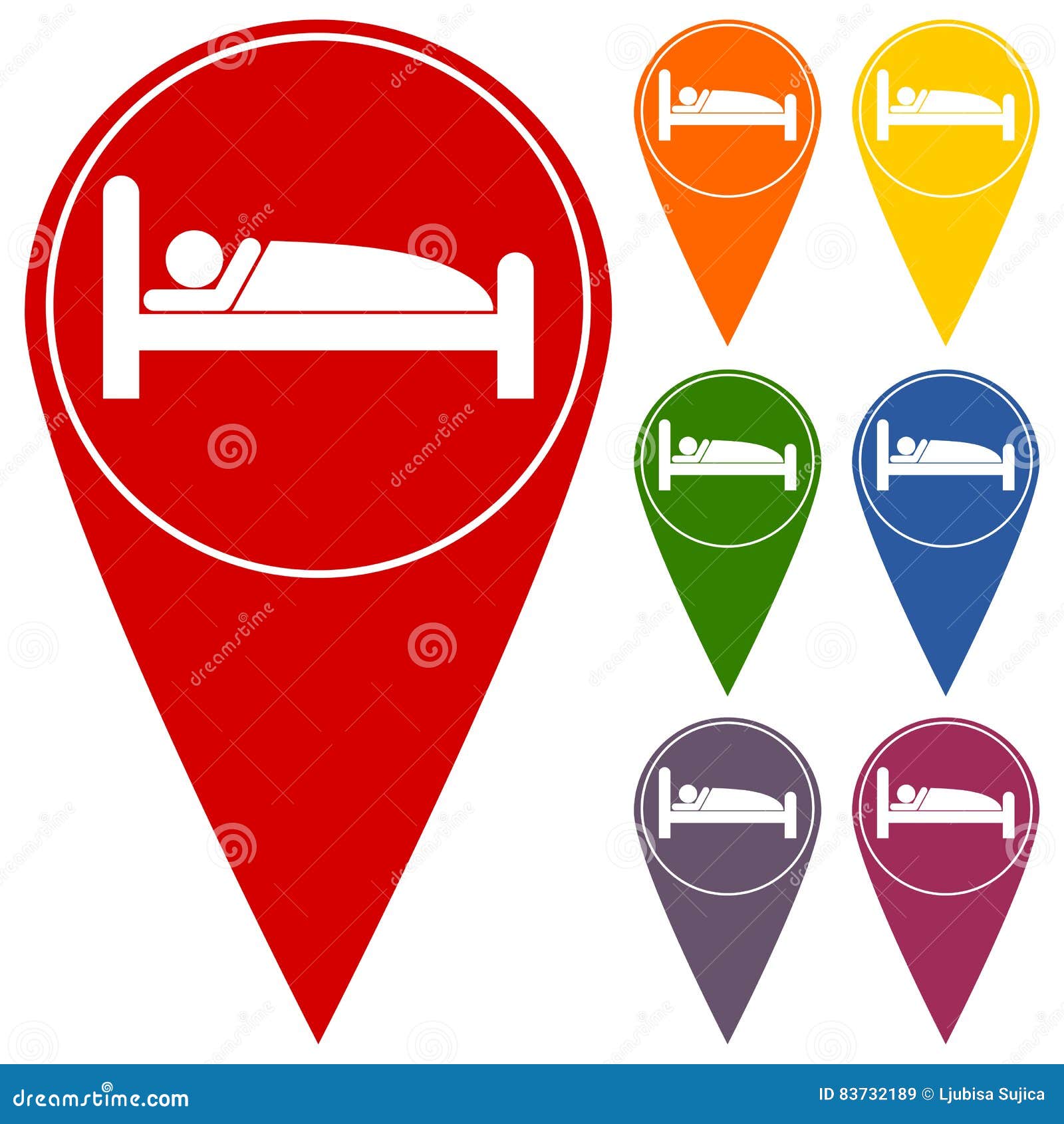 Sleeping Symbol Map Pointer Set Cartoon Vector | CartoonDealer.com ...