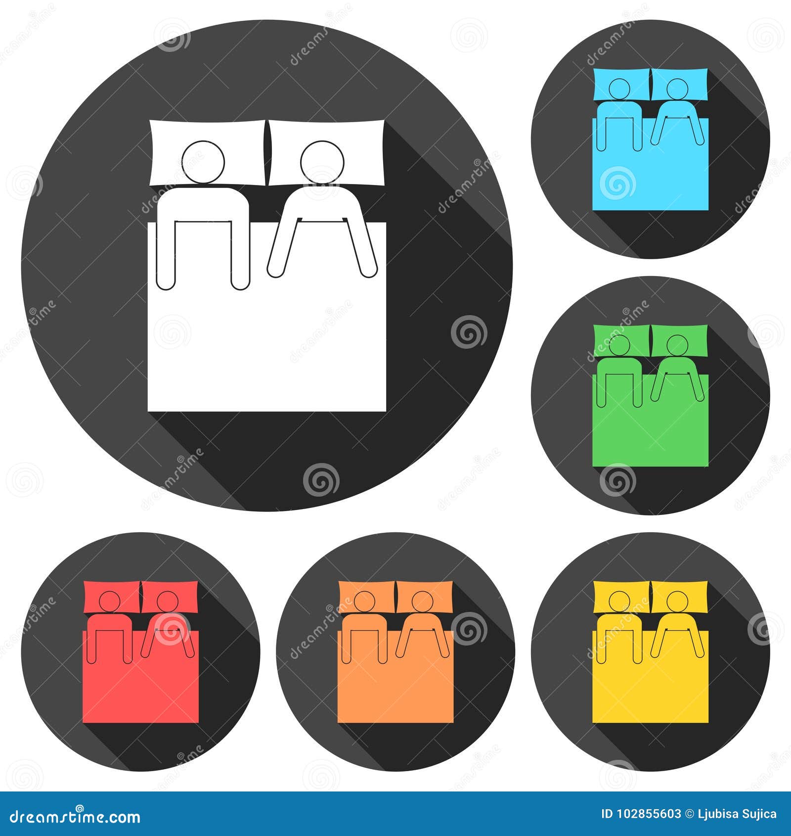 Sleeping Symbol Set with Long Shadow Stock Vector - Illustration of ...