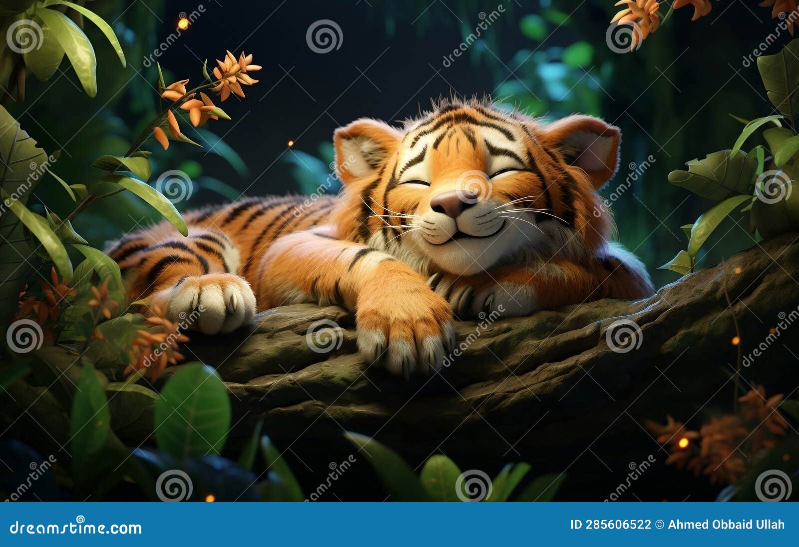 Sleeping Tiger in Fairy Tale Character Style, Generative Ai Stock Photo ...