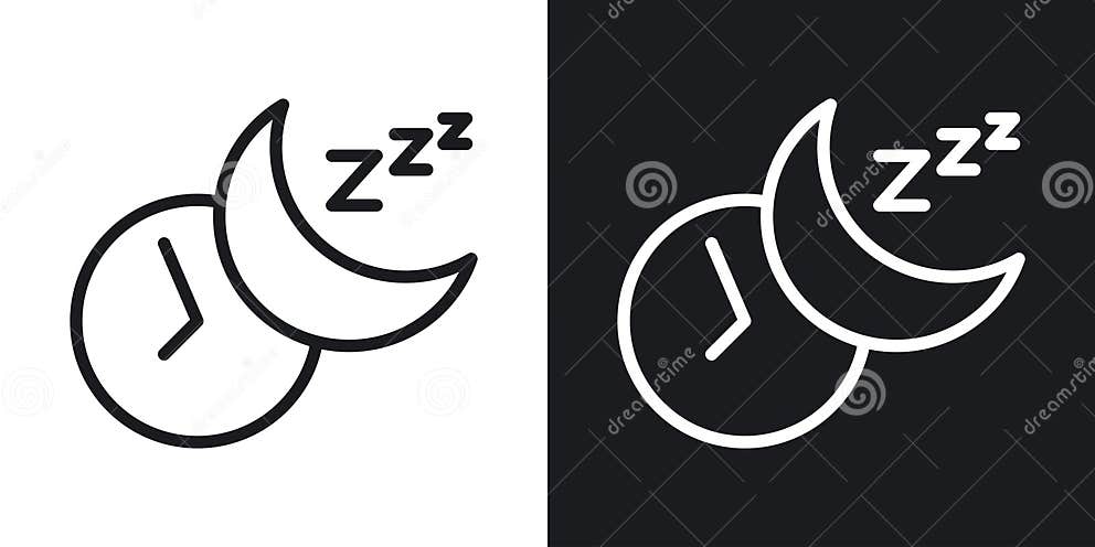 Sleeping Time Icon Set. Late Night Clock Hour Shift Routine Vector ...