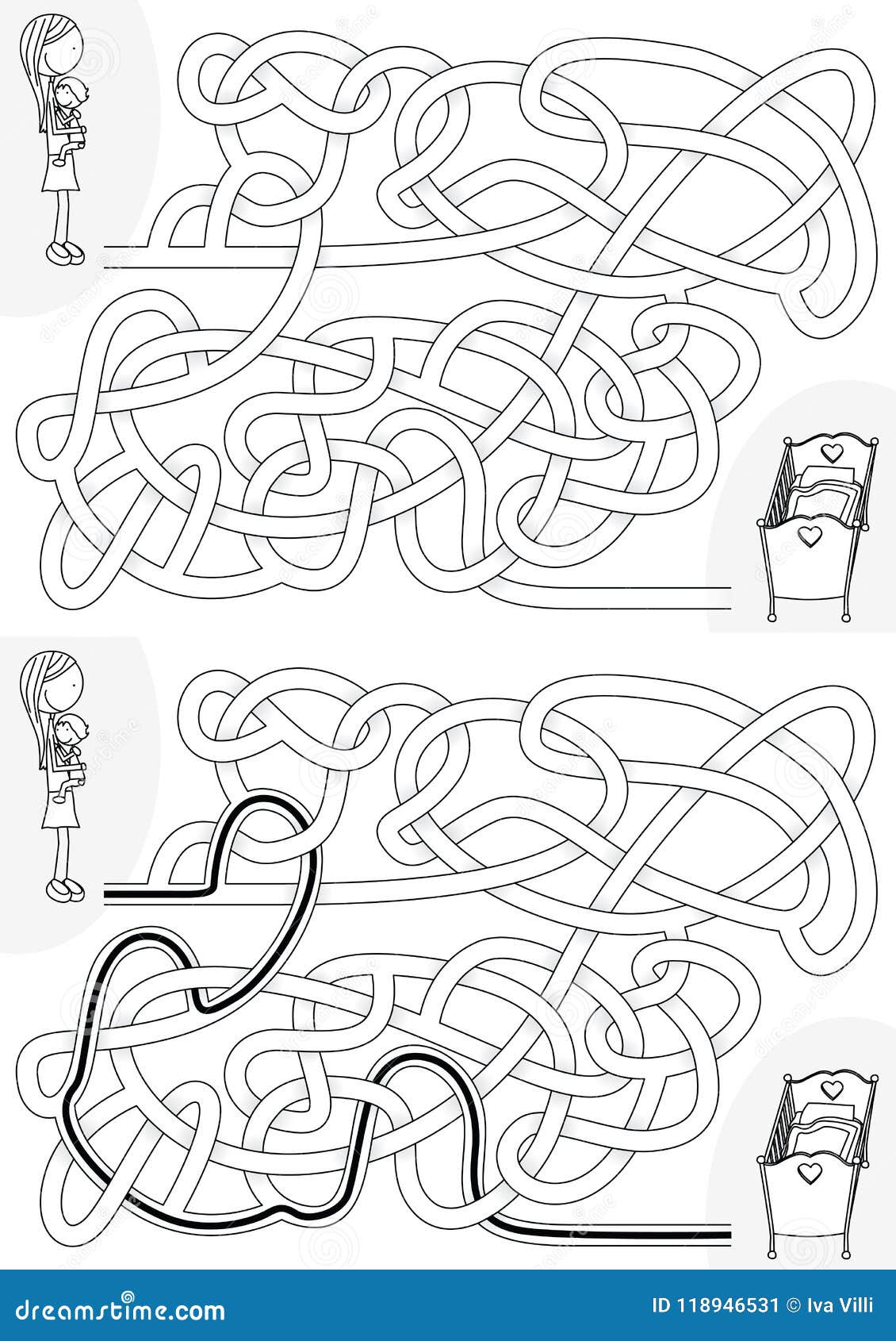 Sleeping time maze stock vector. Illustration of baby - 118946531