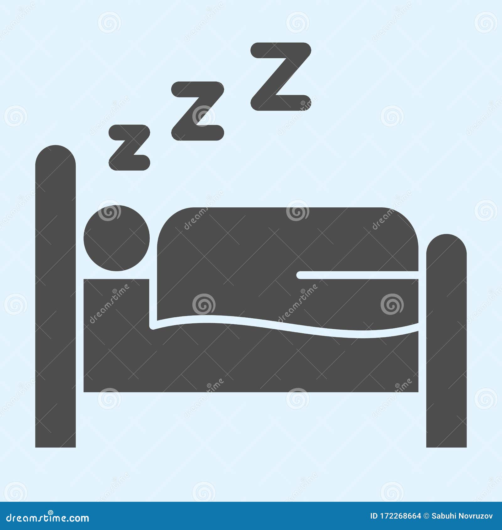 Sleeping Time Solid Icon. Person Sleep on Bed Stock Vector ...