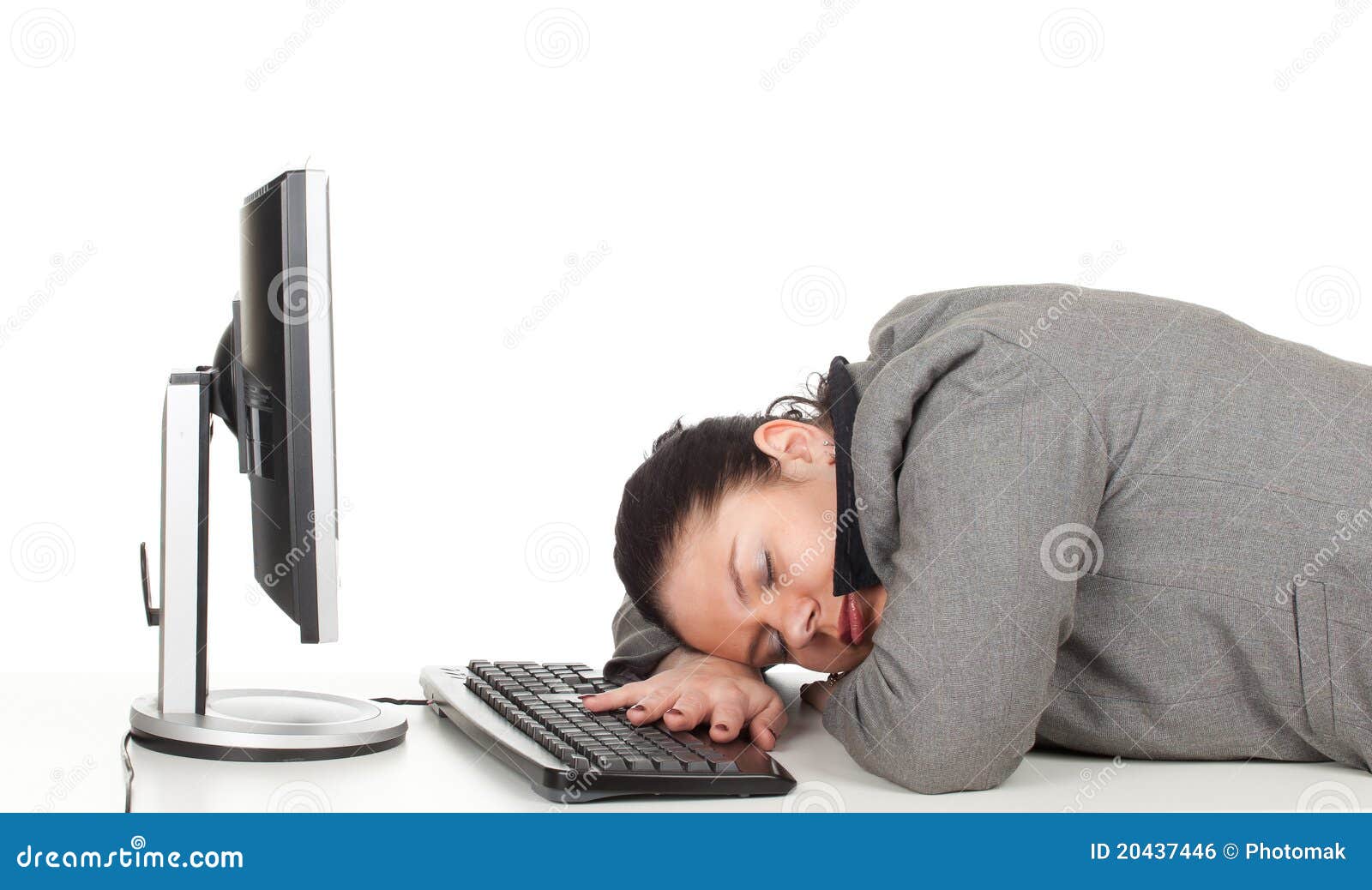Sleeping Tired Fat Businesswoman Stock Photo - Image of office, screen ...
