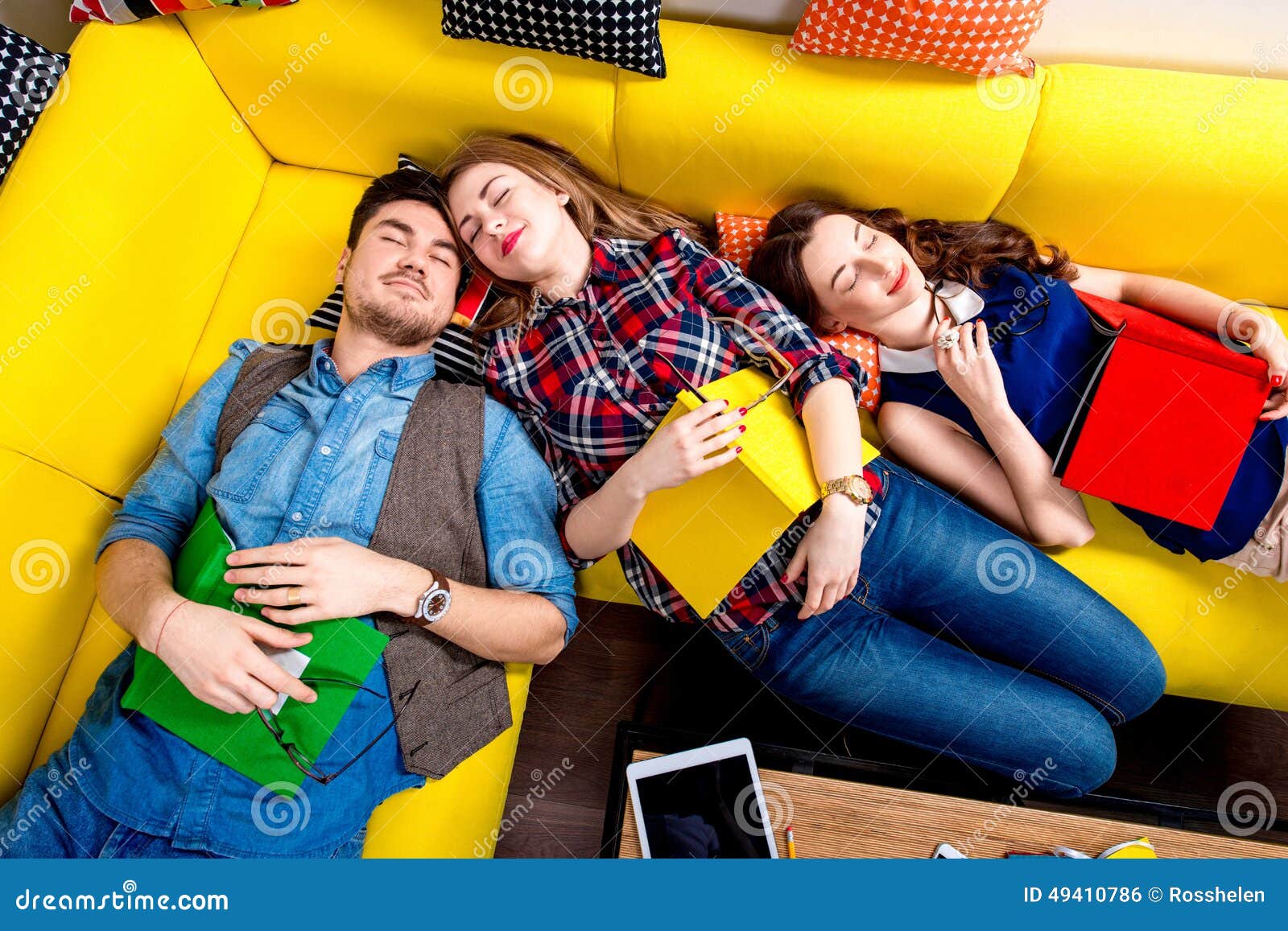 Sleeping and Tired Students on the Couch Stock Photo - Image of ...