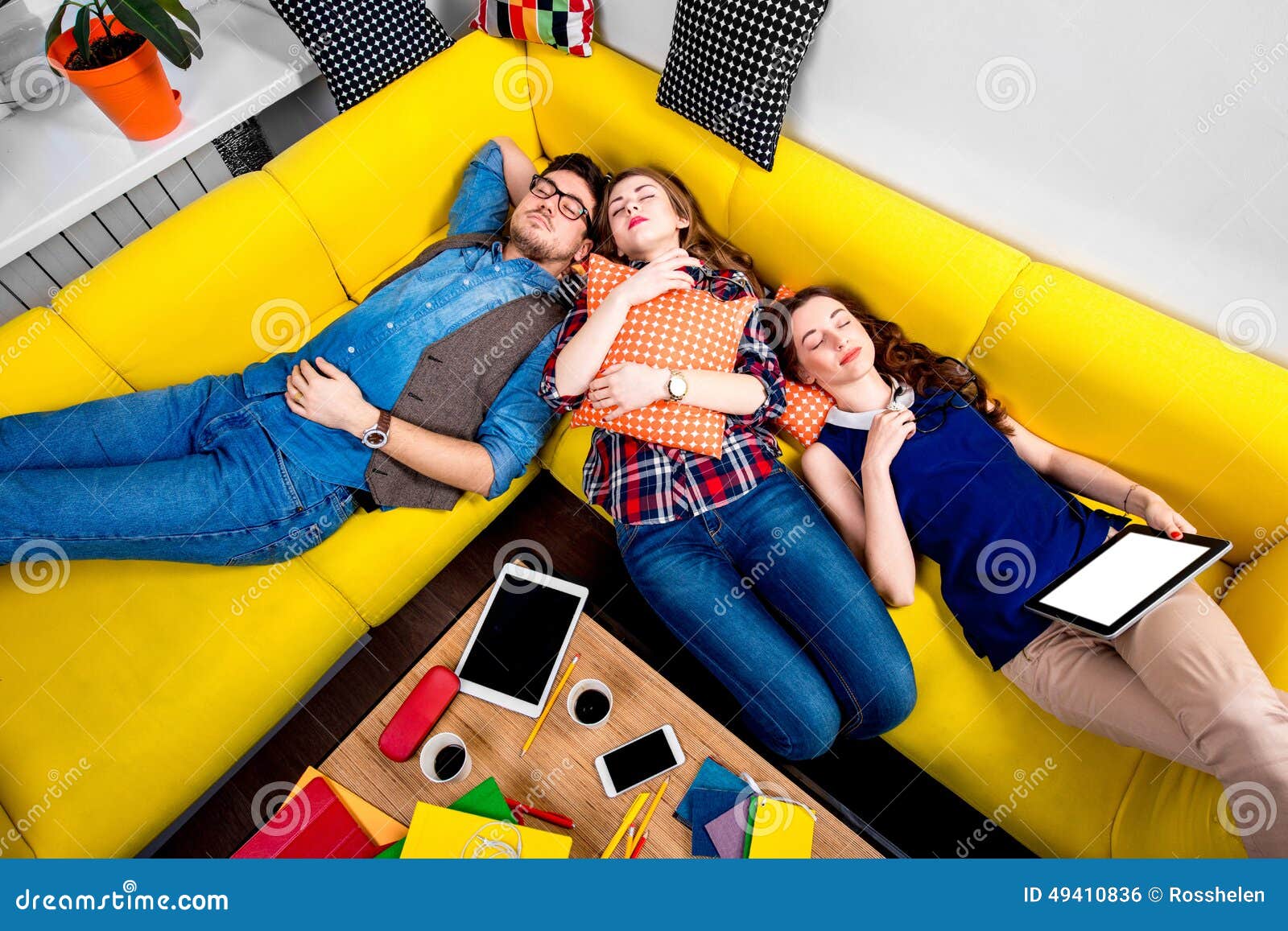 Sleeping and Tired Students on the Couch Stock Photo - Image of ...