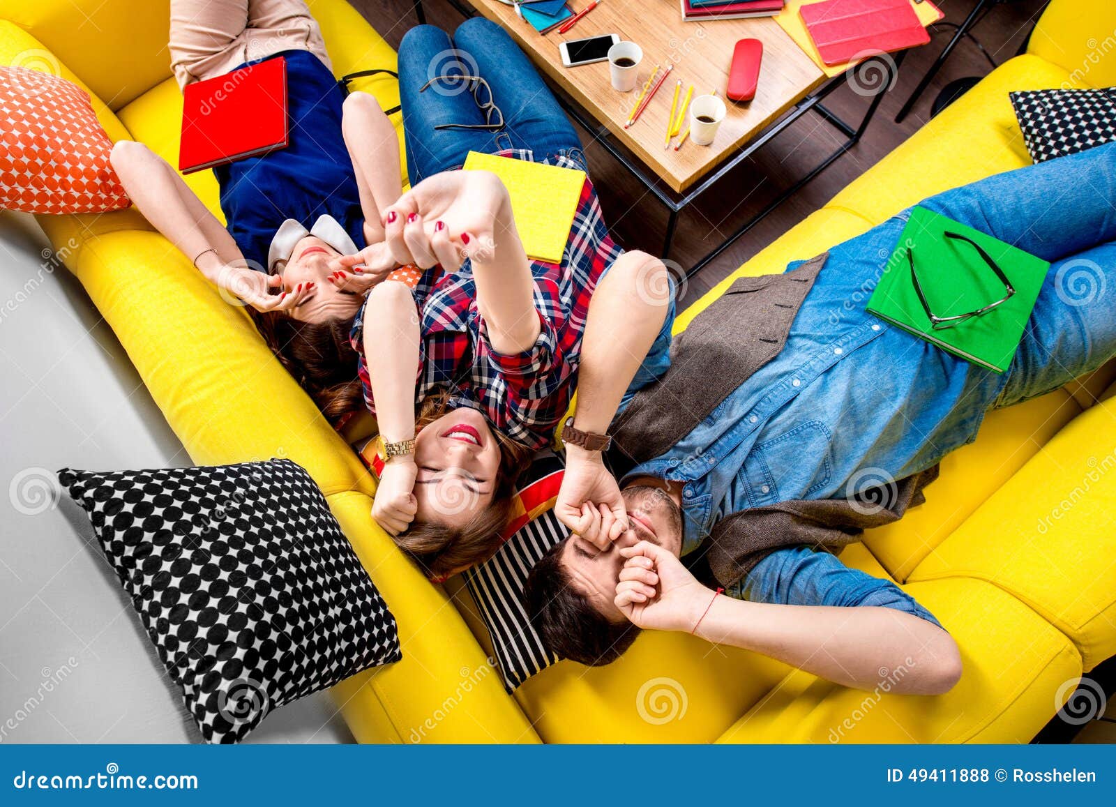 Sleeping and Tired Students on the Couch Stock Photo - Image of people ...