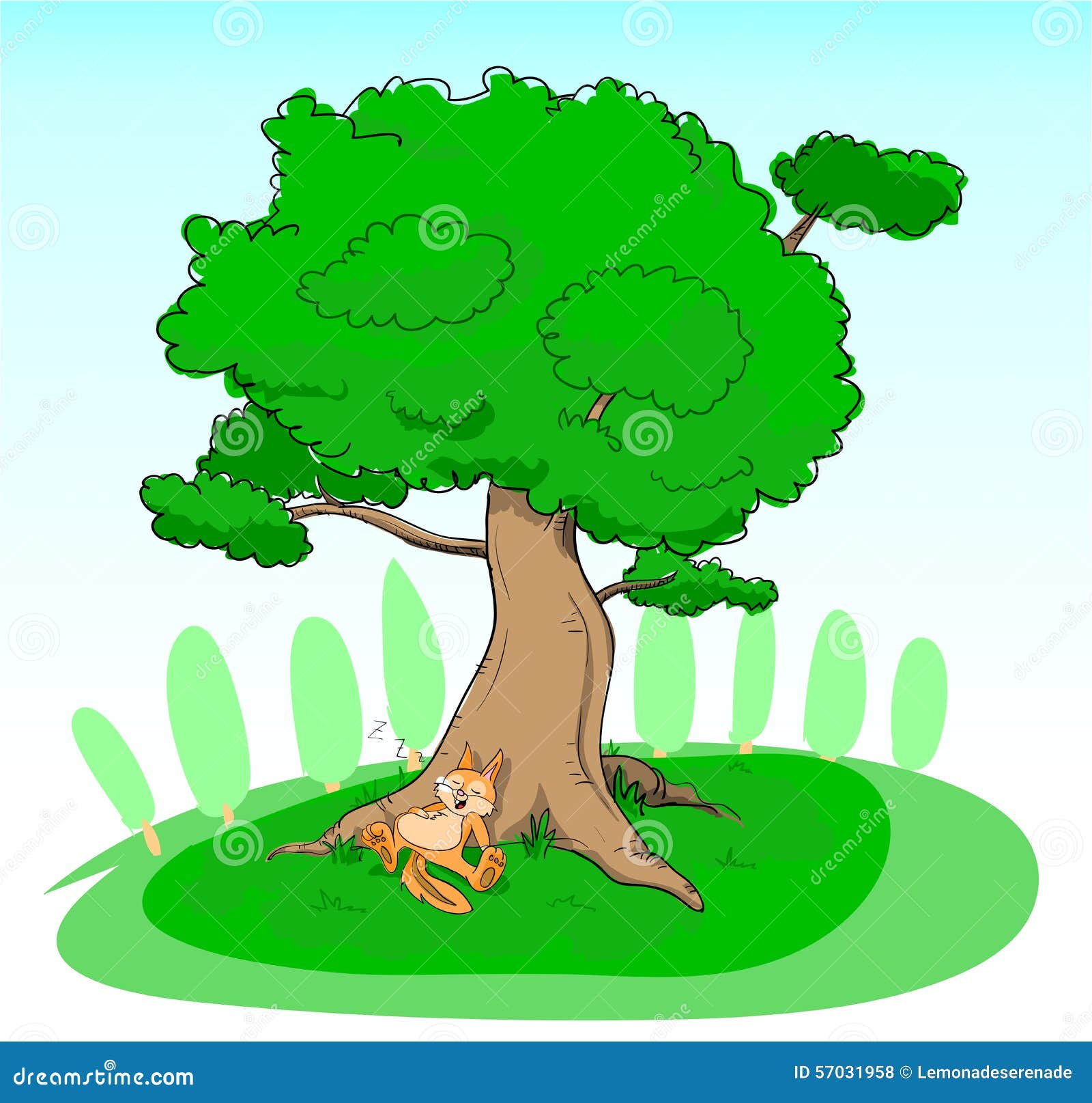 Sleeping Under the Tree stock vector. Illustration of sleep - 57031958