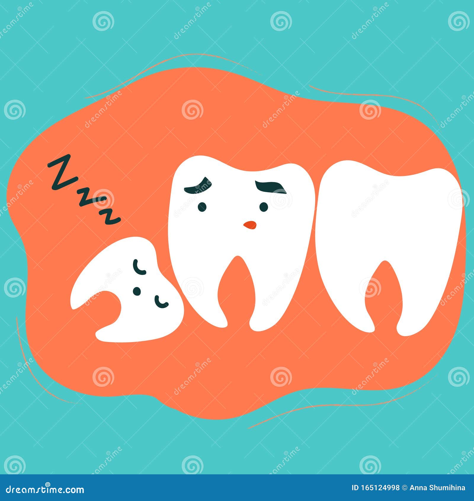 Sleeping Wisdom Tooth. Dental Problem Concept Vector Illustration Stock ...